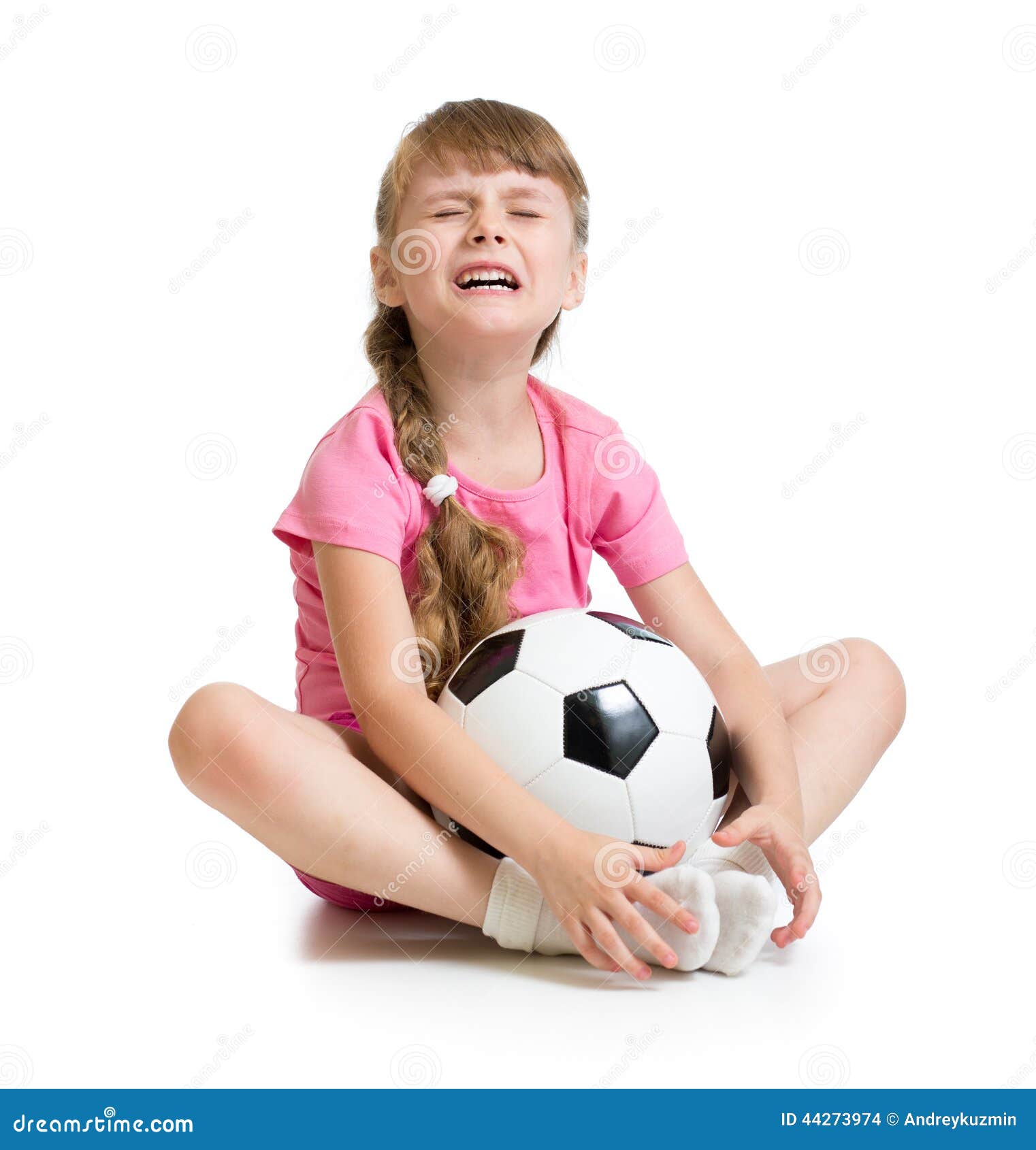 Crying Girl with Soccer Ball Stock Photo - Image of little, game: 44273974
