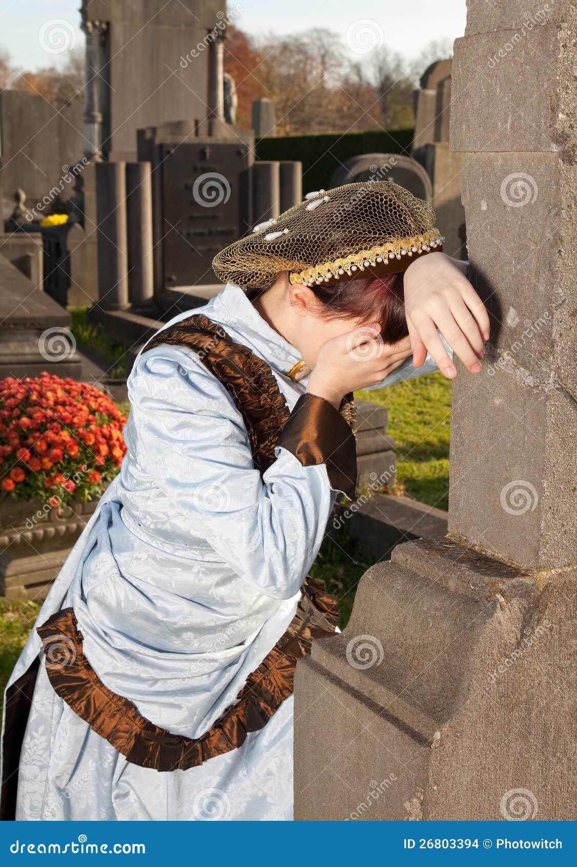 Crying in a graveyard stock photo. Image of tomb, hopeless - 26803394