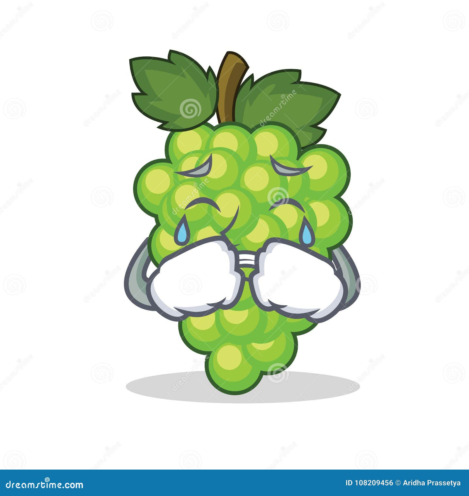 Crying Grapes Cartoon Character Emote Vector Illustration ...