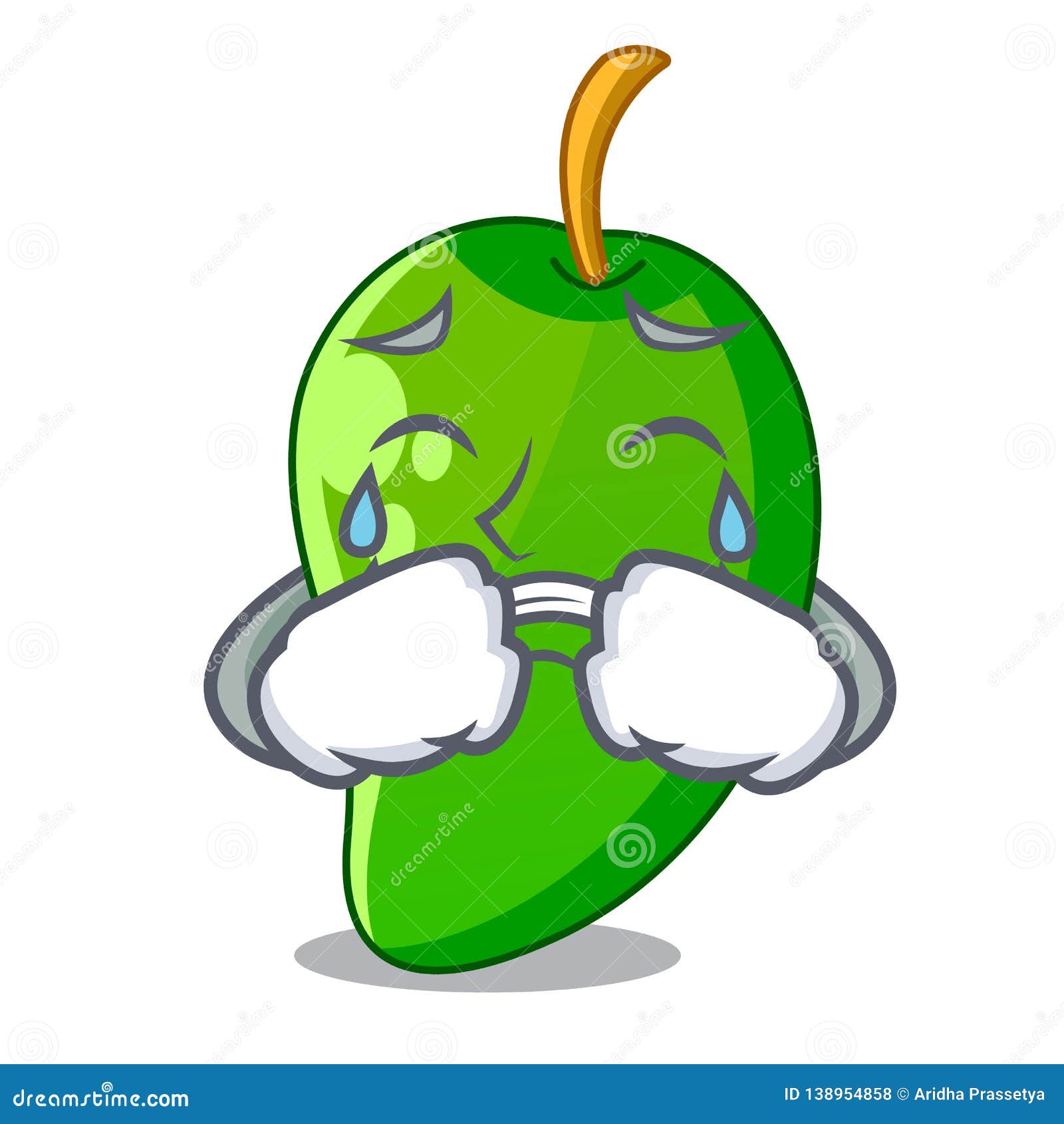 Crying Green Mango in the Cartoon Shape Stock Vector - Illustration of ...
