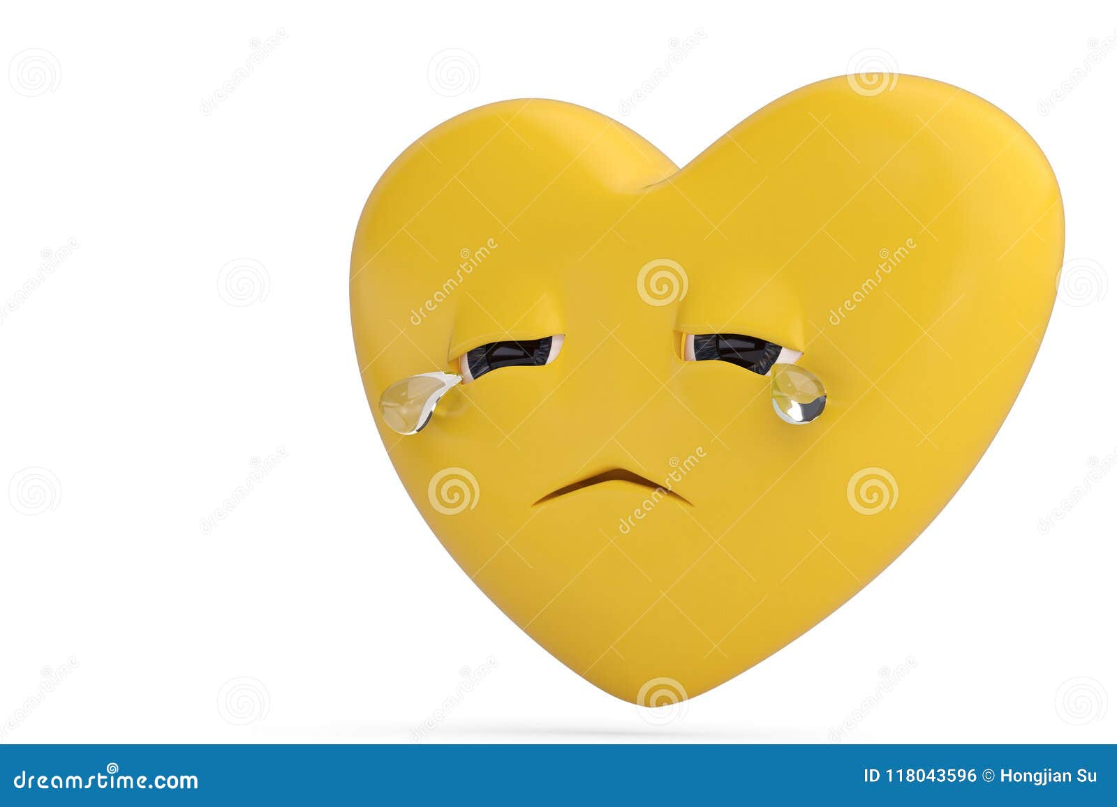 Crying Heart Emoticon with Heart Emoji.3D Illustration. Stock ...