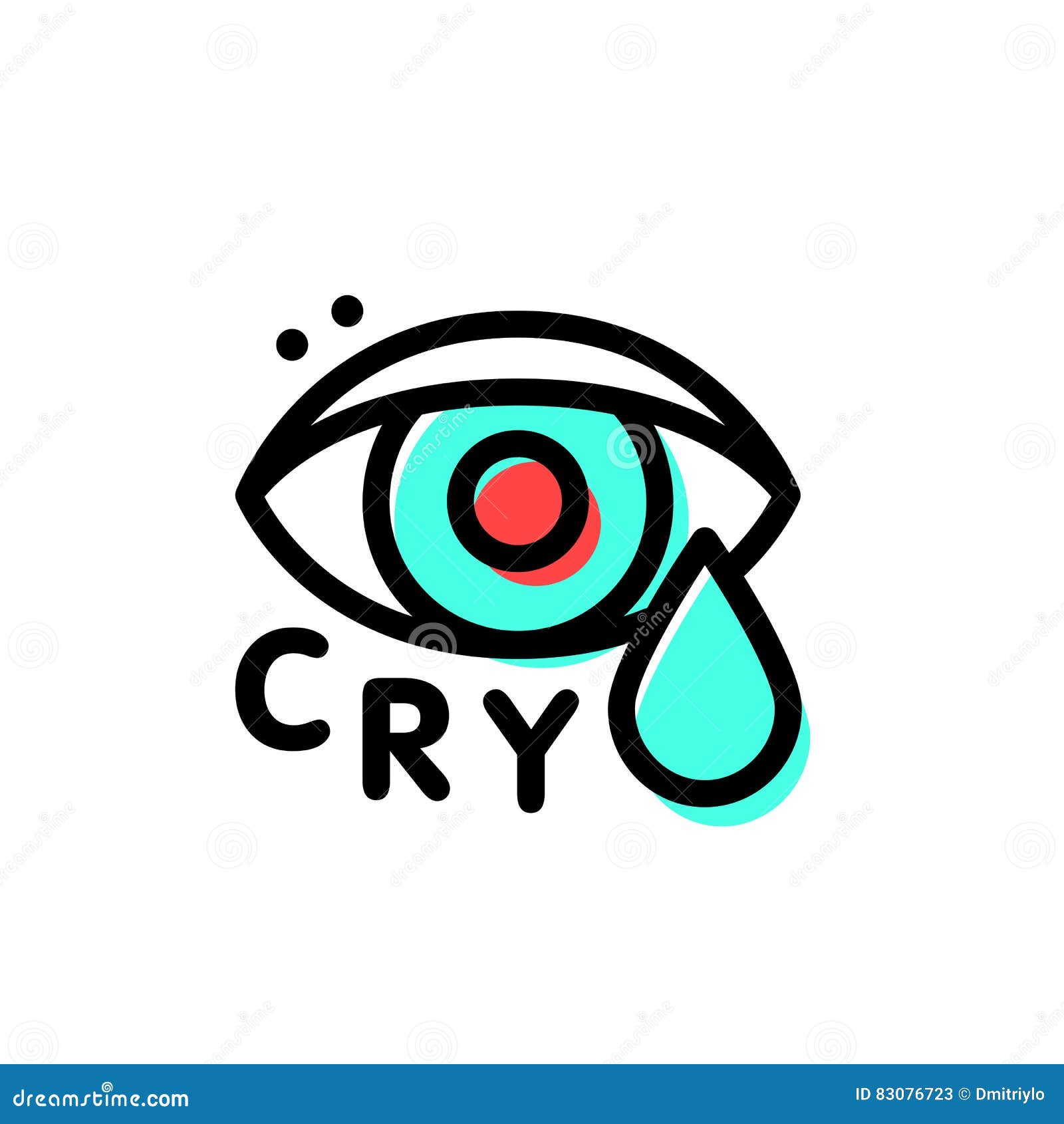 Crying Hipster Eye Vector Logo Template in Stroke Line Style Stock ...