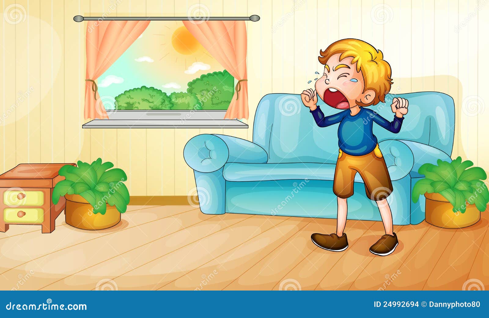 Crying in the house stock vector. Illustration of emotional - 24992694