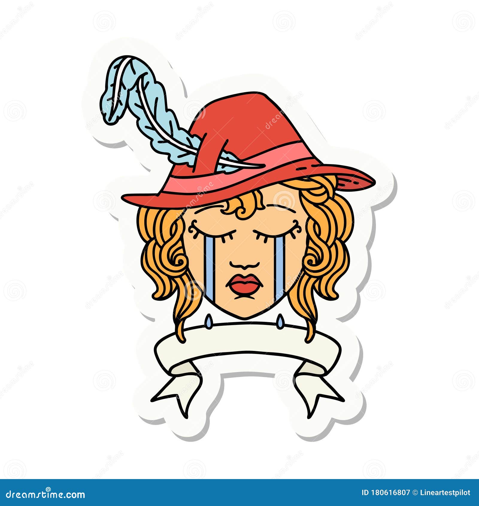 Crying Human Bard with Banner Sticker Stock Vector - Illustration of ...
