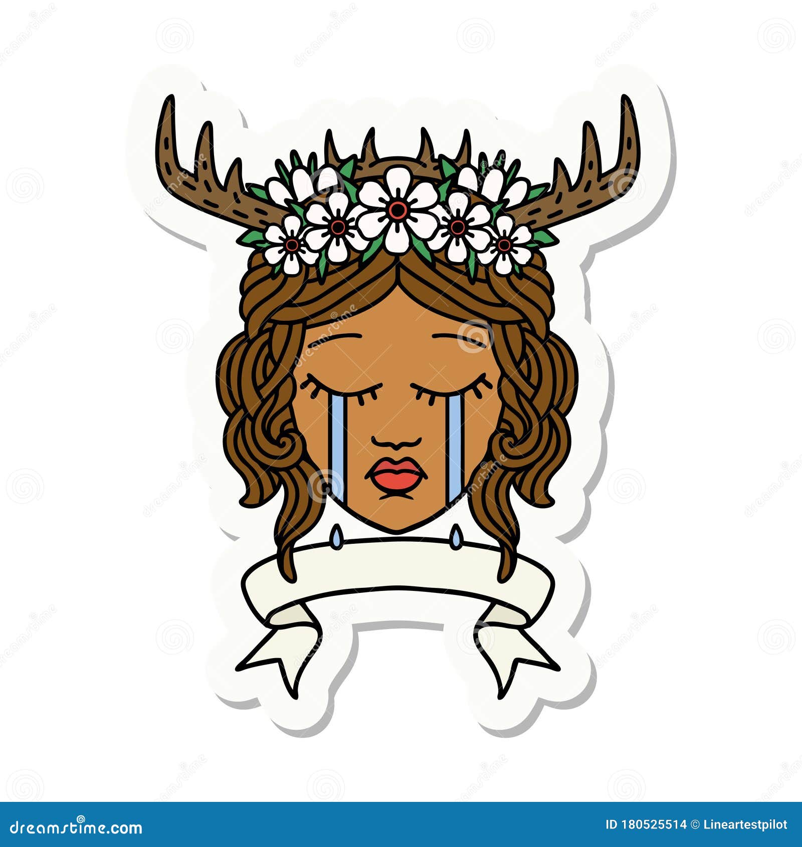 Crying Human Druid with Banner Sticker Stock Vector - Illustration of ...