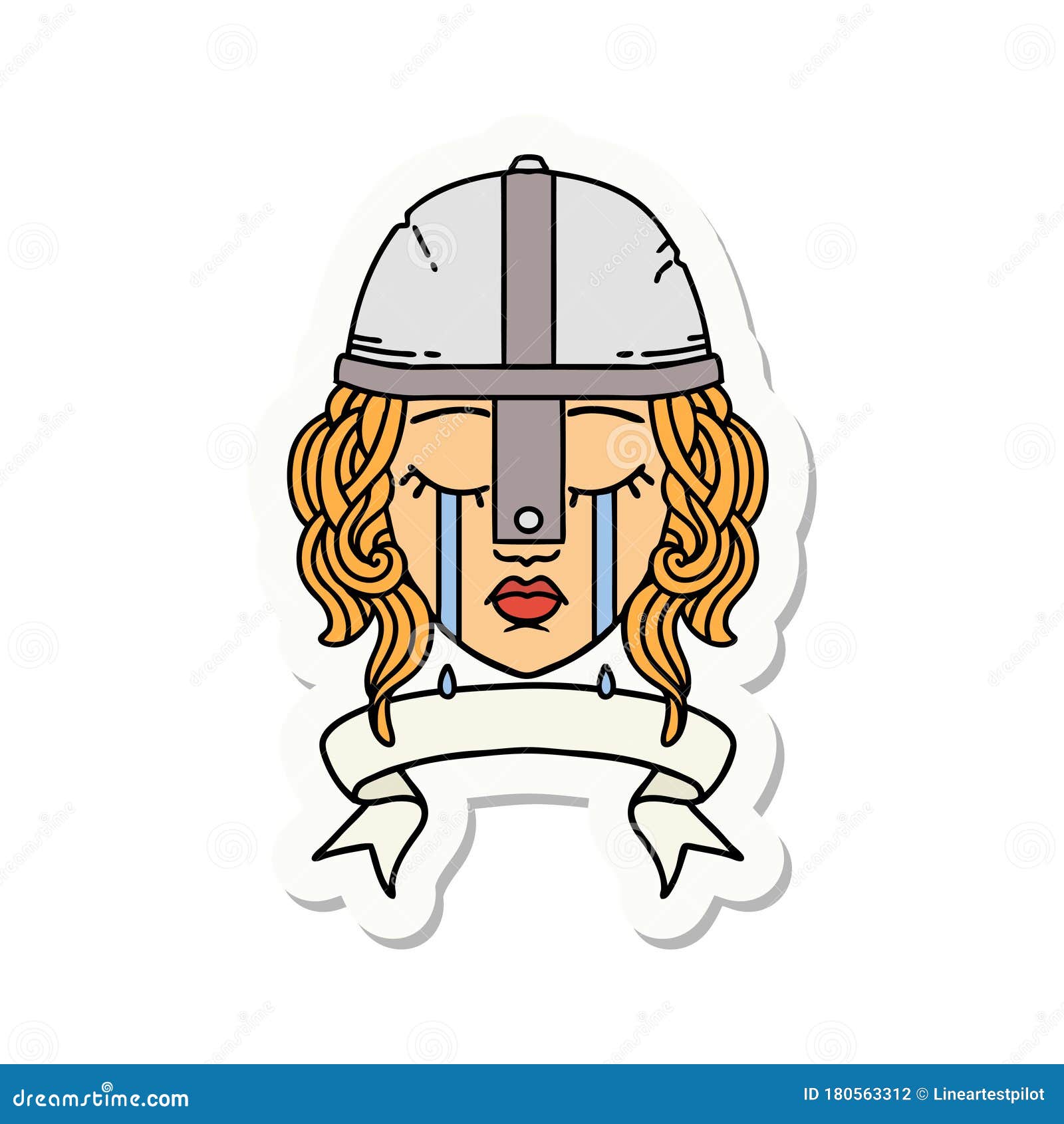Crying Human Fighter Character with Banner Sticker Stock Vector ...