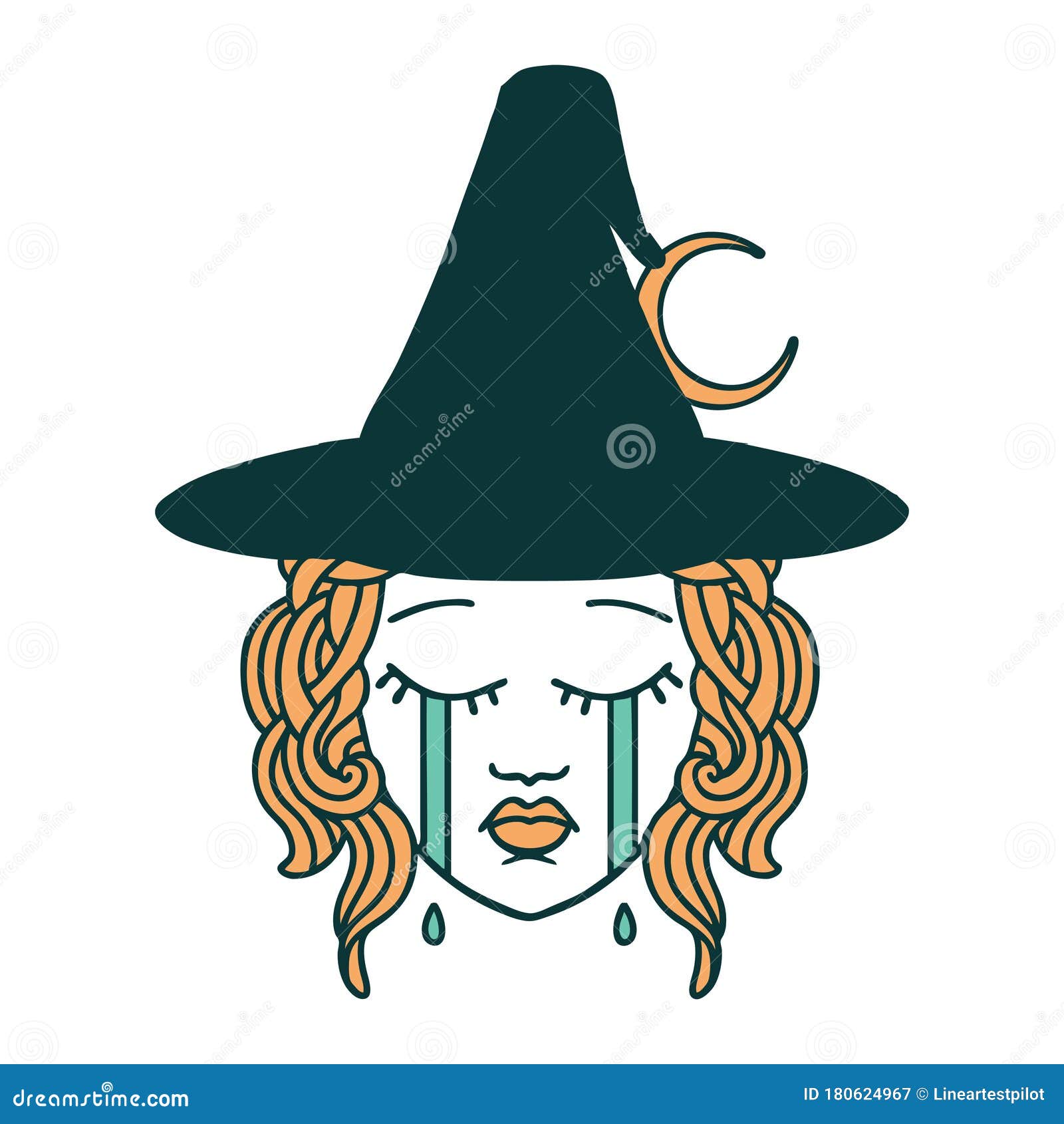 Crying Human Witch Character Illustration Stock Vector - Illustration ...