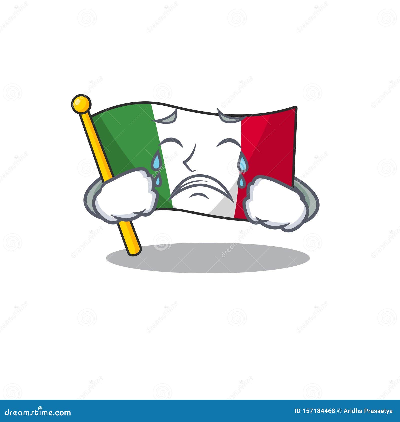 Crying Italy Flags Isolated Wth the Cartoon Stock Vector - Illustration ...