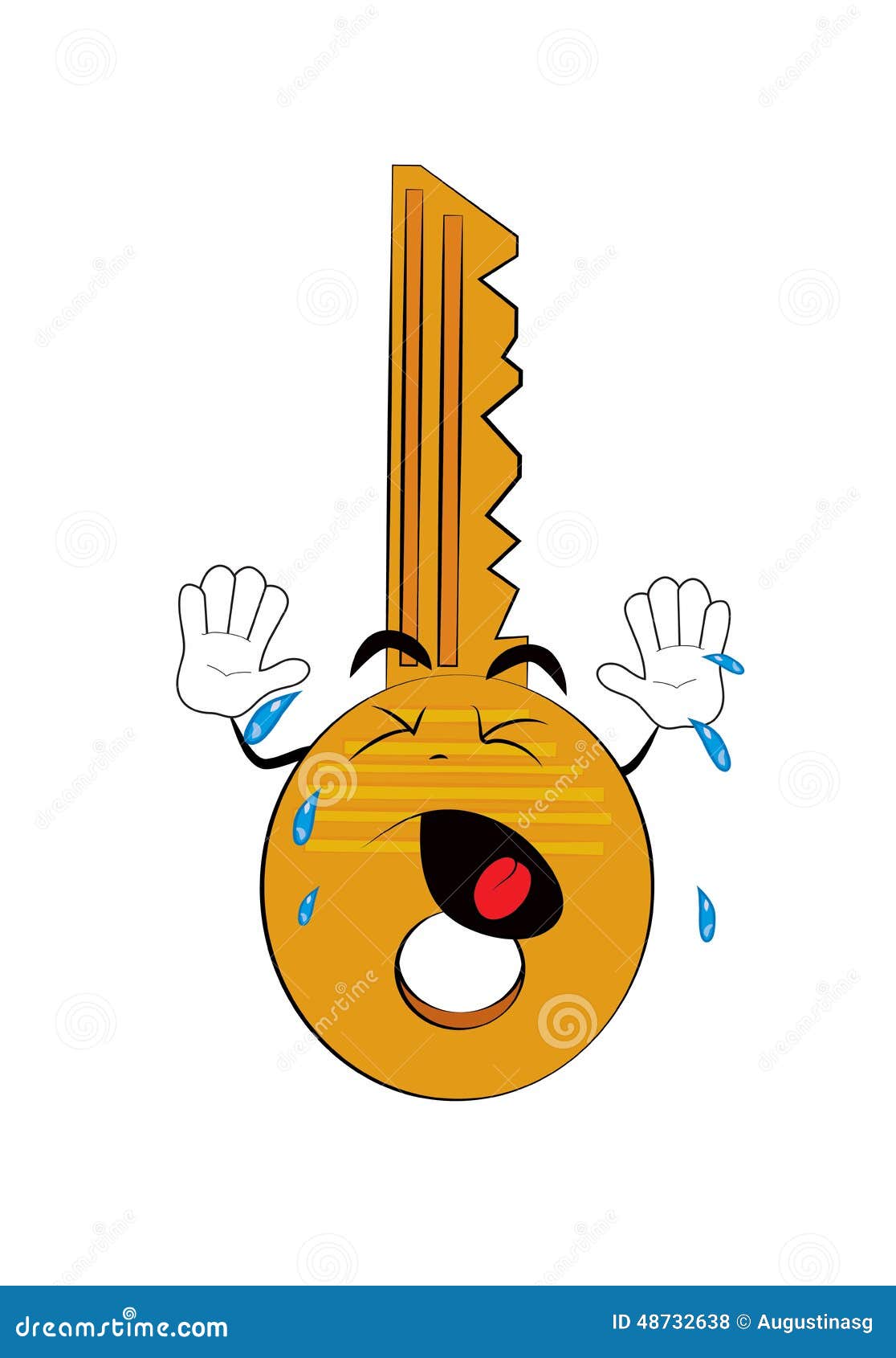 Crying key cartoon stock illustration. Illustration of lock - 48732638