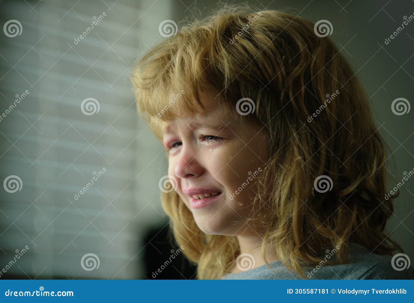 Crying Kid Boy. Sad Child with Tears at Home. Stock Image - Image of ...