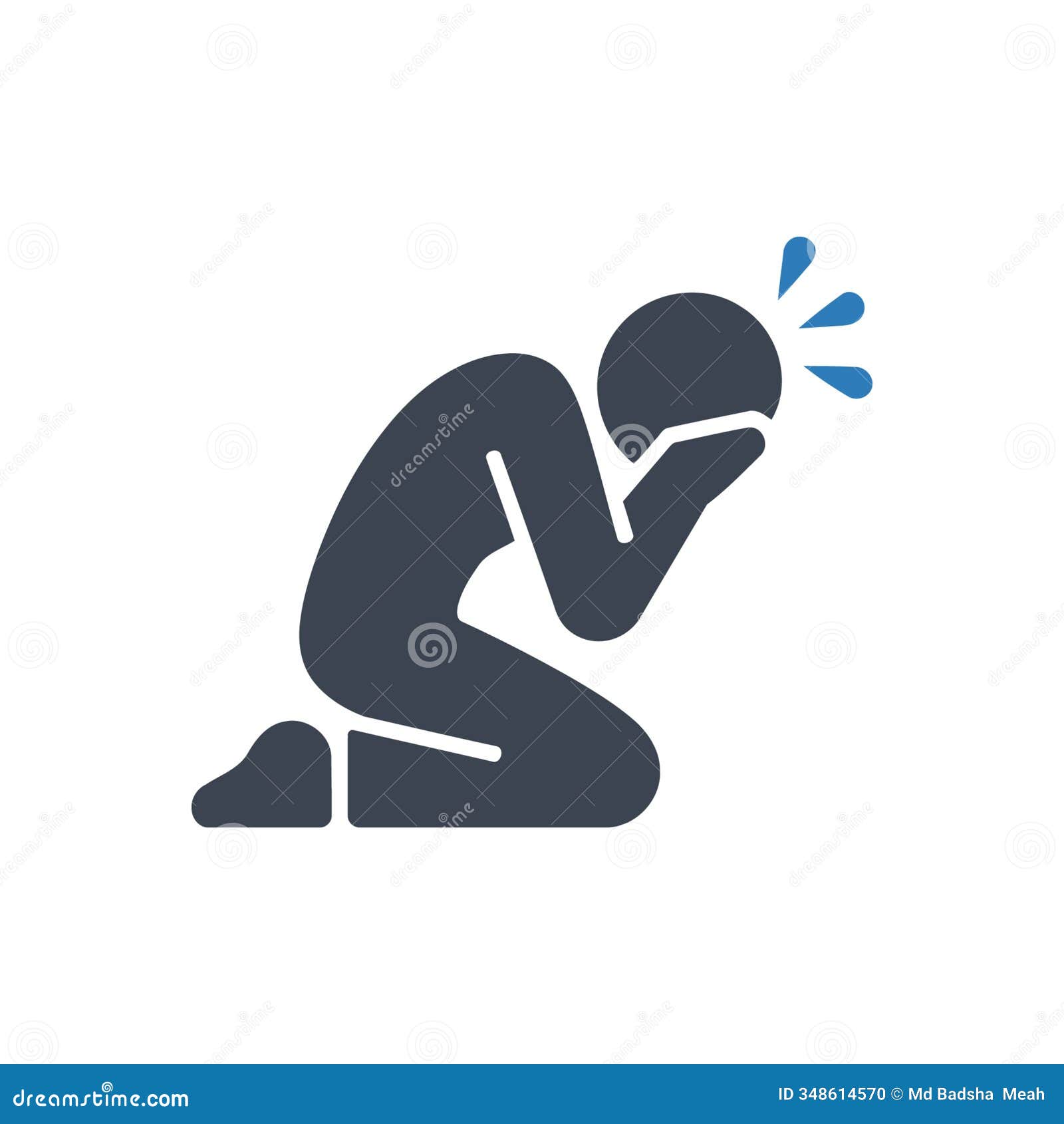 Crying Kneeling icon stock illustration. Illustration of graphic ...