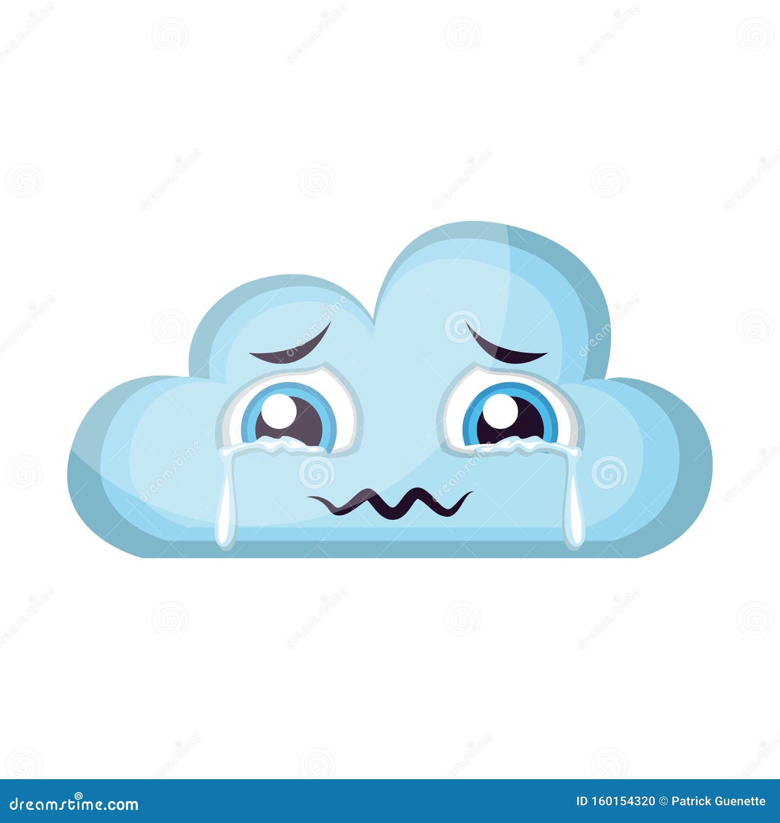 Crying Light Blue Cloud Emoji Vector Illustration on a Stock Vector ...