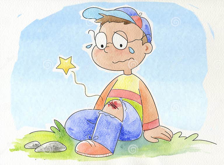 Crying little boy stock illustration. Illustration of ouch - 3161947