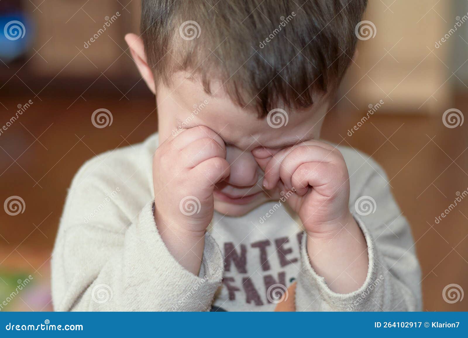 Crying Little Boy is Rubbing His Eyes Stock Image - Image of growing ...