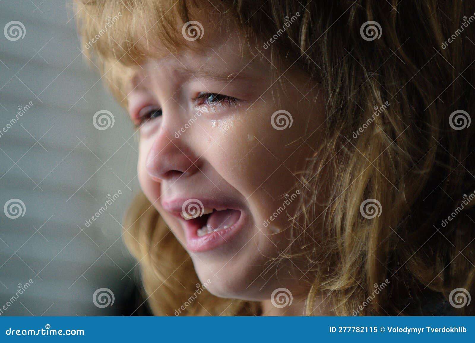 Crying Little Boy. Sad Child at Home. Stock Image - Image of sadness ...