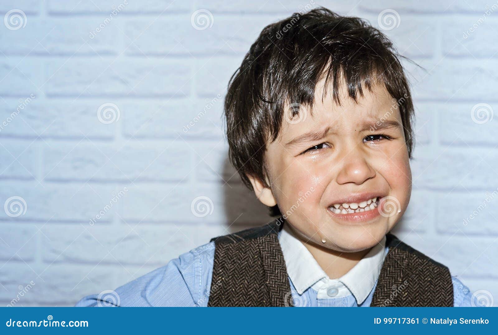 Crying little boy stock image. Image of little, grimacing - 99717361
