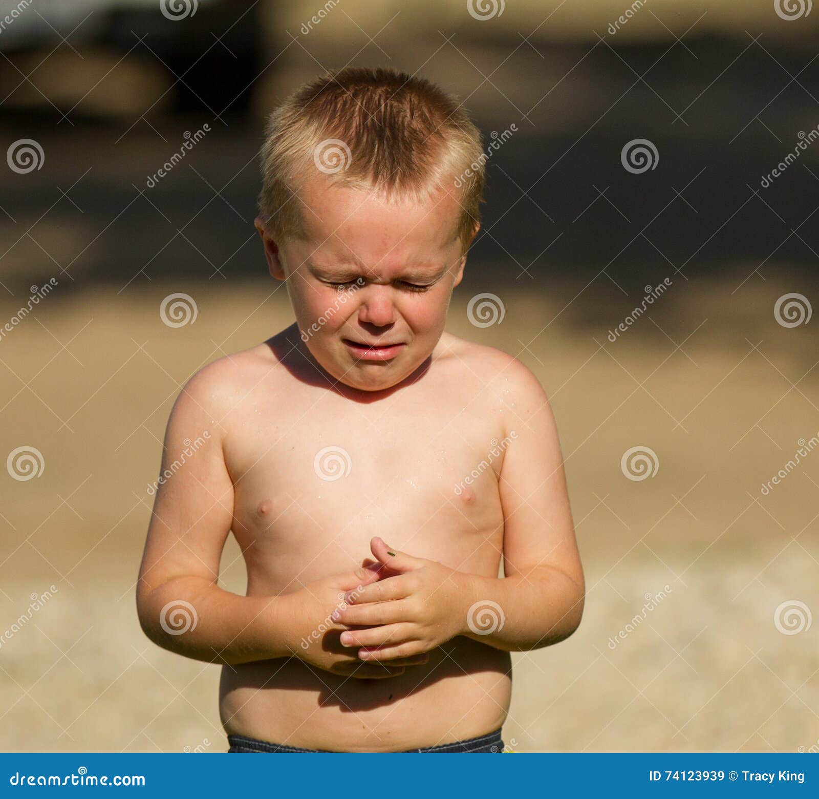 Crying little guy stock image. Image of caucasian, sadness - 74123939