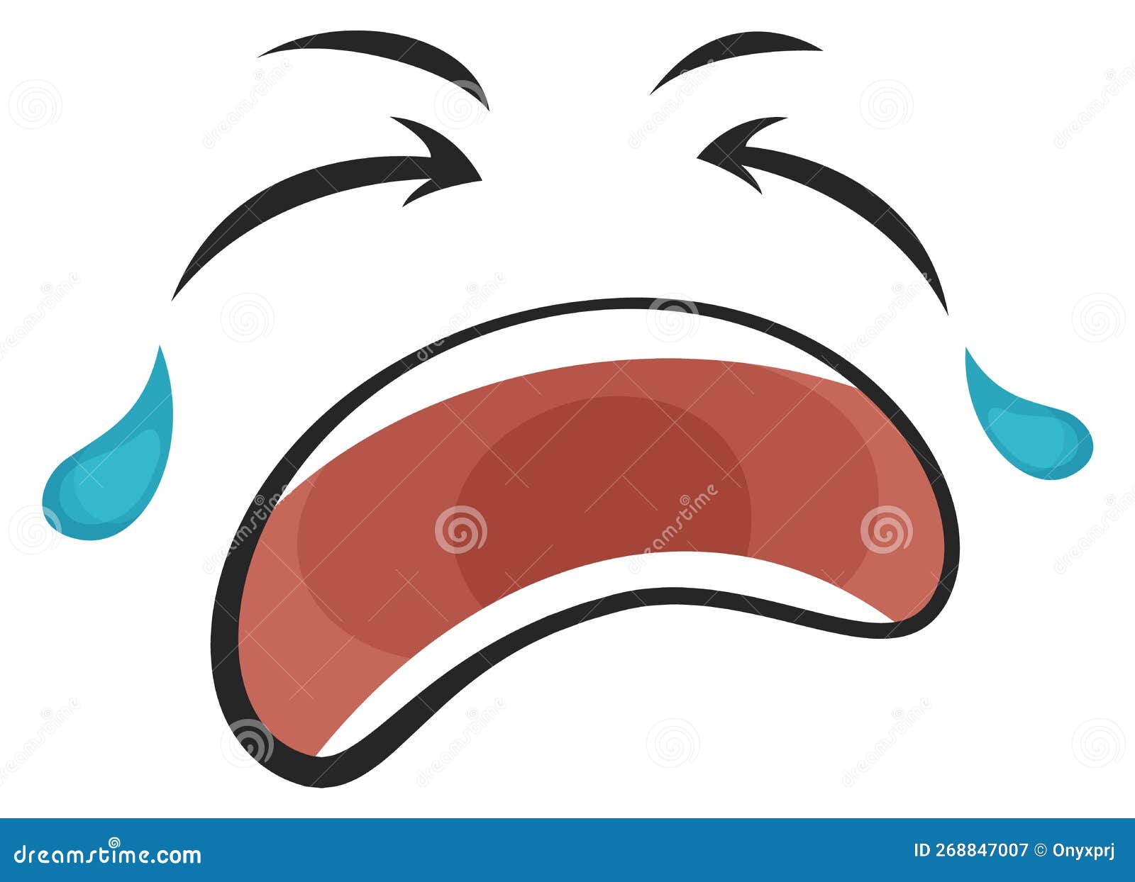 Crying Loud Emoji. Tearful Face Comic Expression Vector Illustration ...