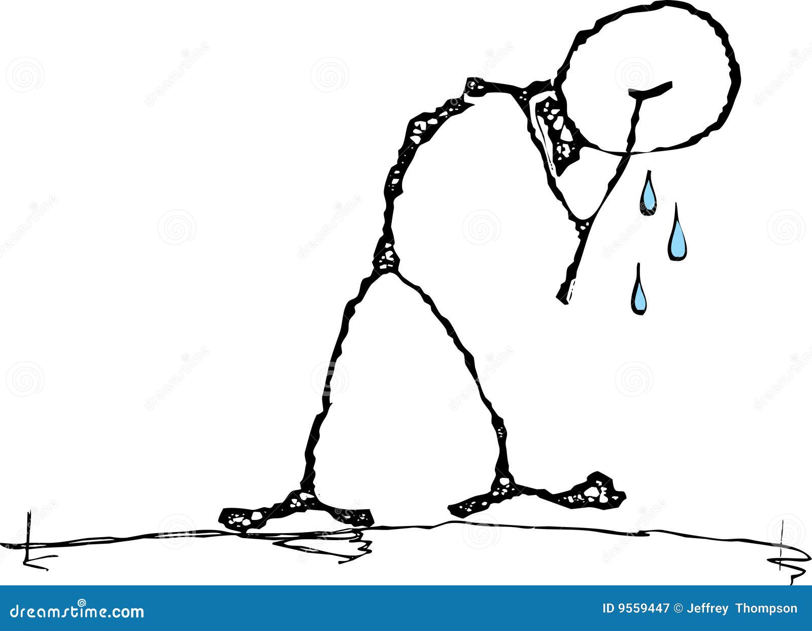 Crying Man stock vector. Illustration of stick, tears - 9559447