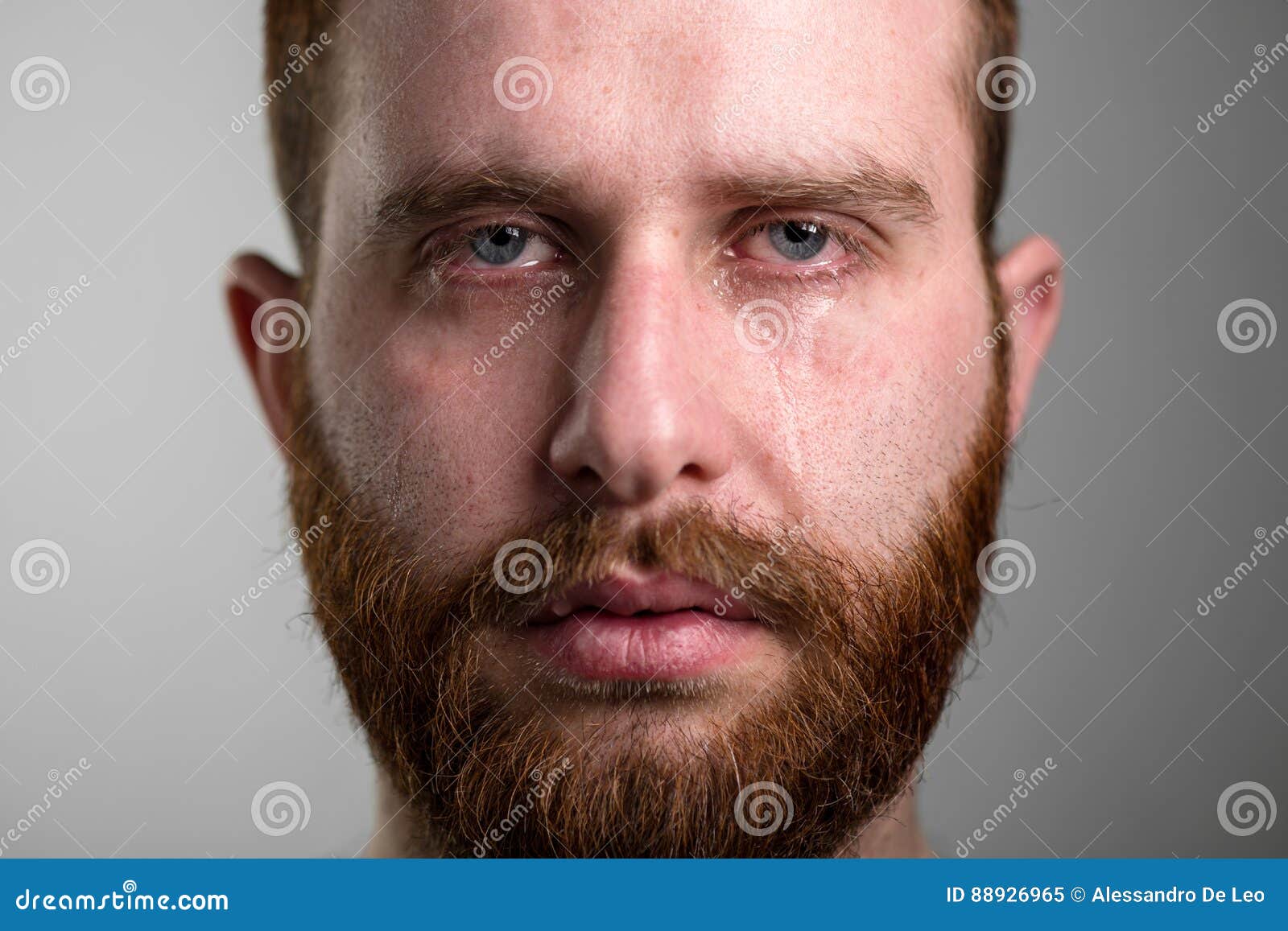 Crying Man with Beard stock image. Image of redhead, portrait - 88926965