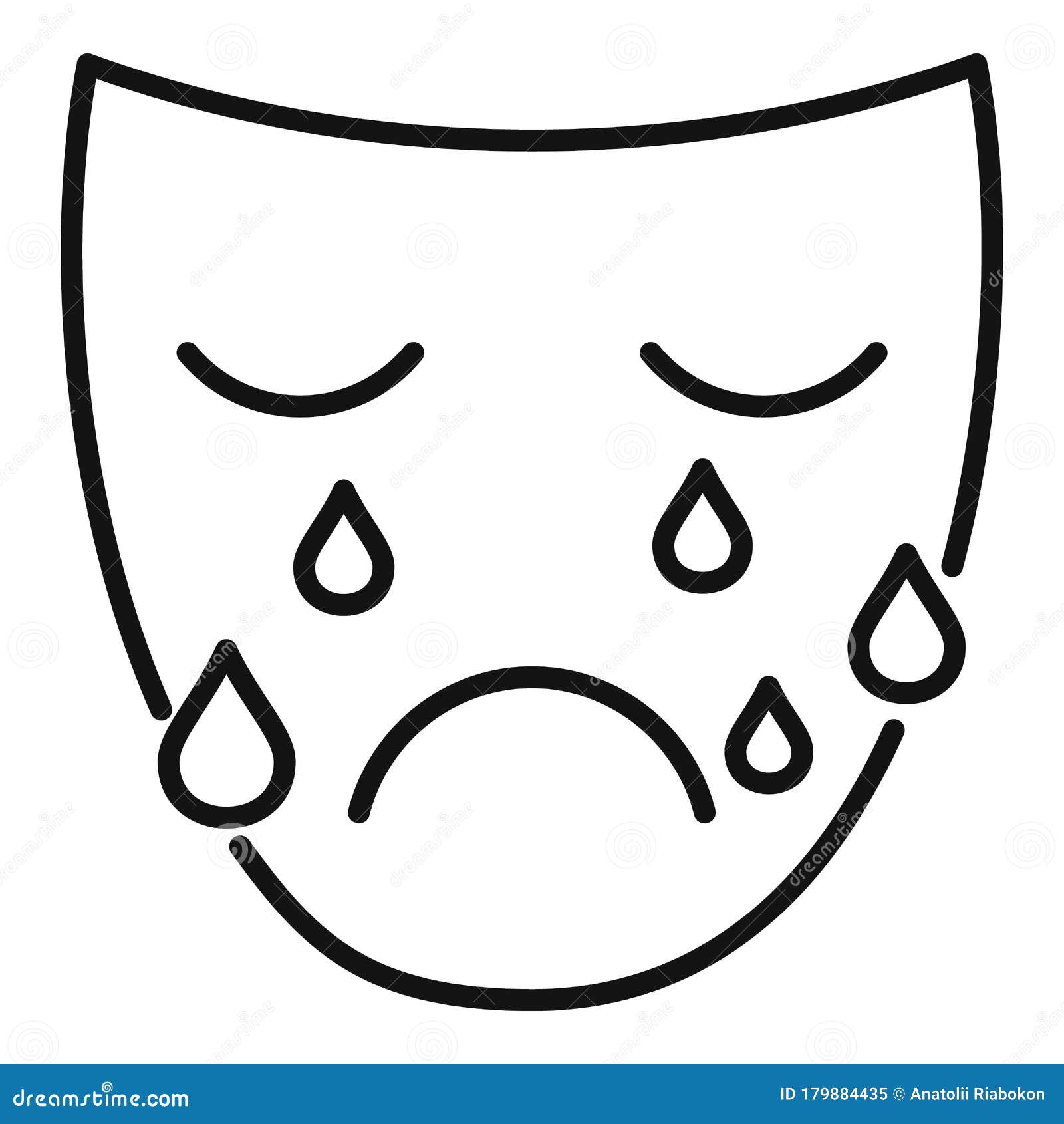 Crying Man Face Icon, Outline Style Stock Vector - Illustration of ...