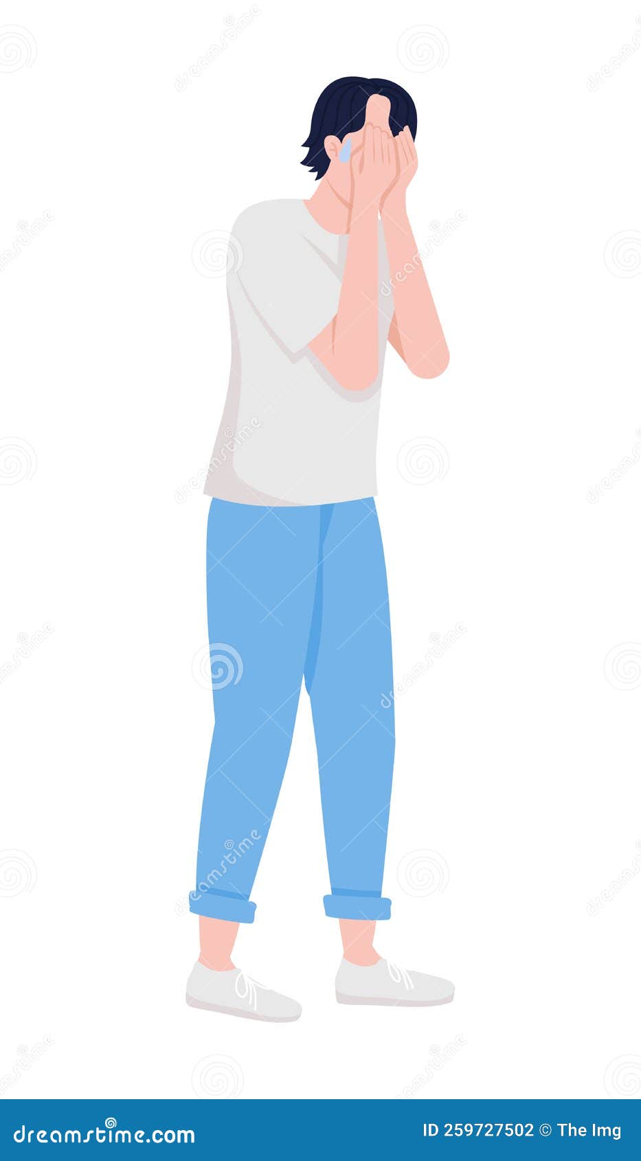 Crying Man Semi Flat Color Vector Character Stock Vector - Illustration ...