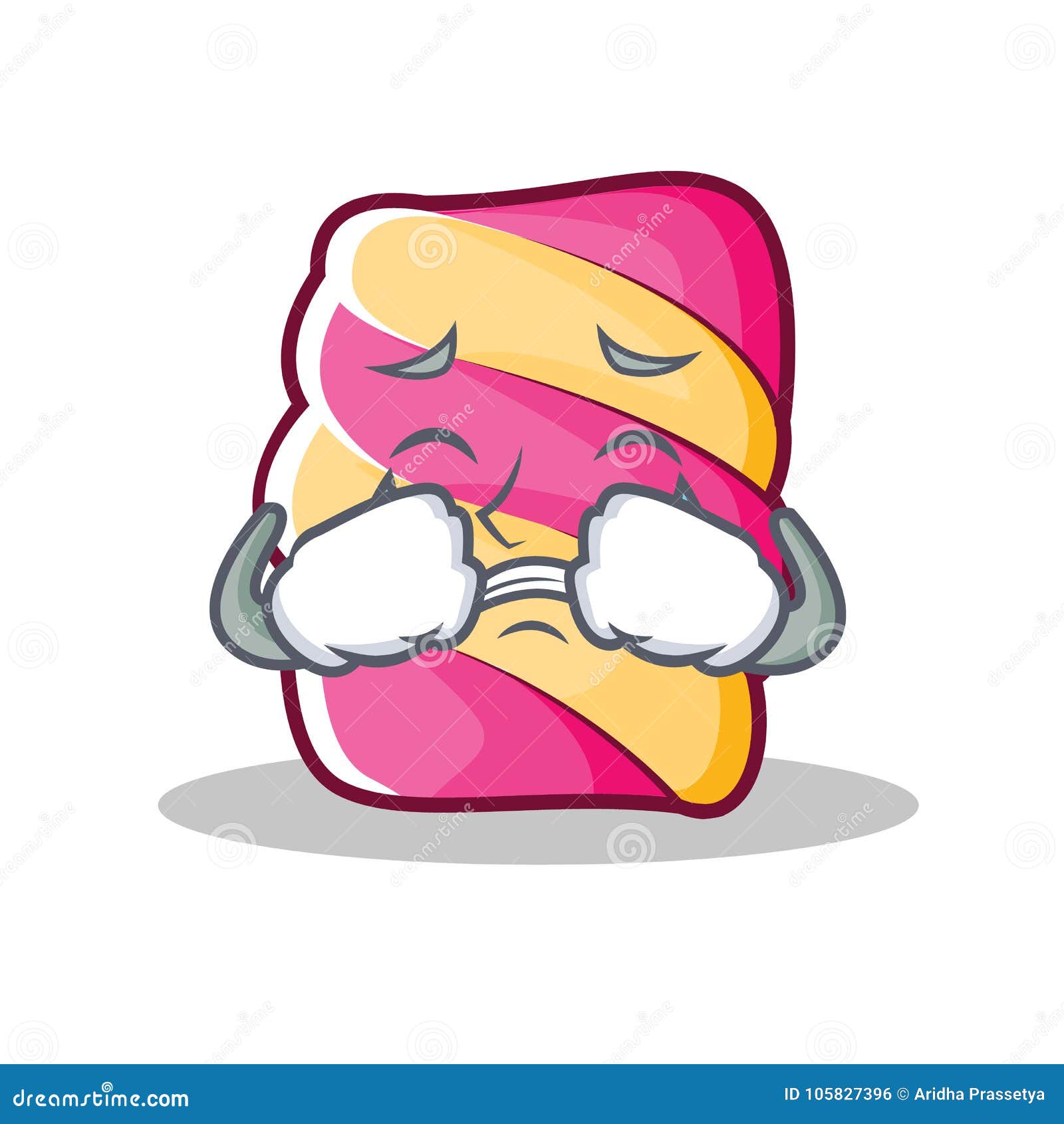 Crying Marshmallow Character Cartoon Style Stock Vector - Illustration ...