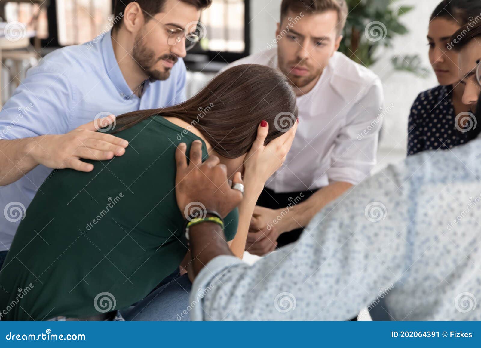 Crying Millennial Female Having Problems Taking Part in Group Therapy ...