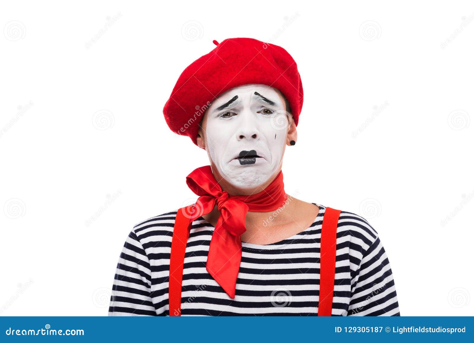 Crying mime with red bow stock illustration. Illustration of ...
