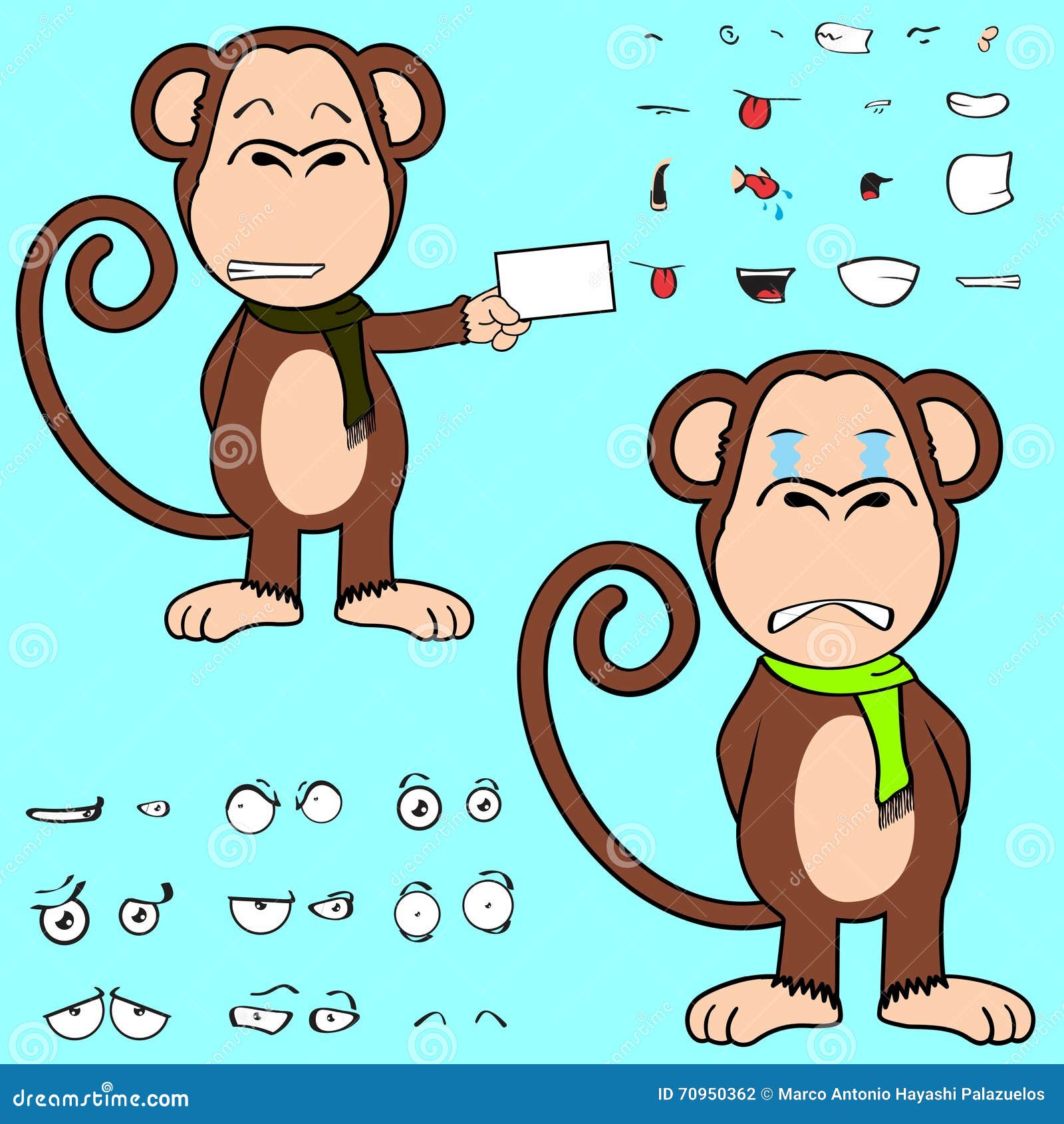 Crying Monkey Cartoon Expressions Set Stock Vector - Illustration of ...