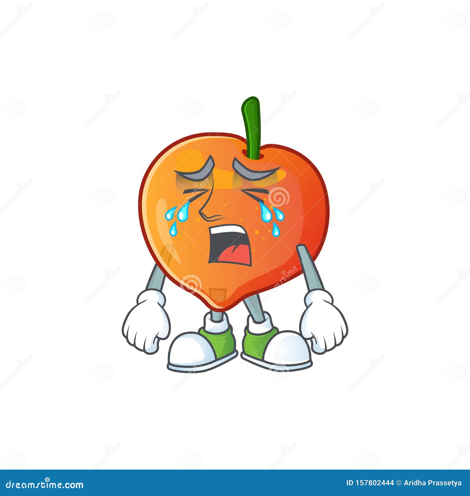 Crying Nectarine Cartoon Character on a White Background Stock Vector ...