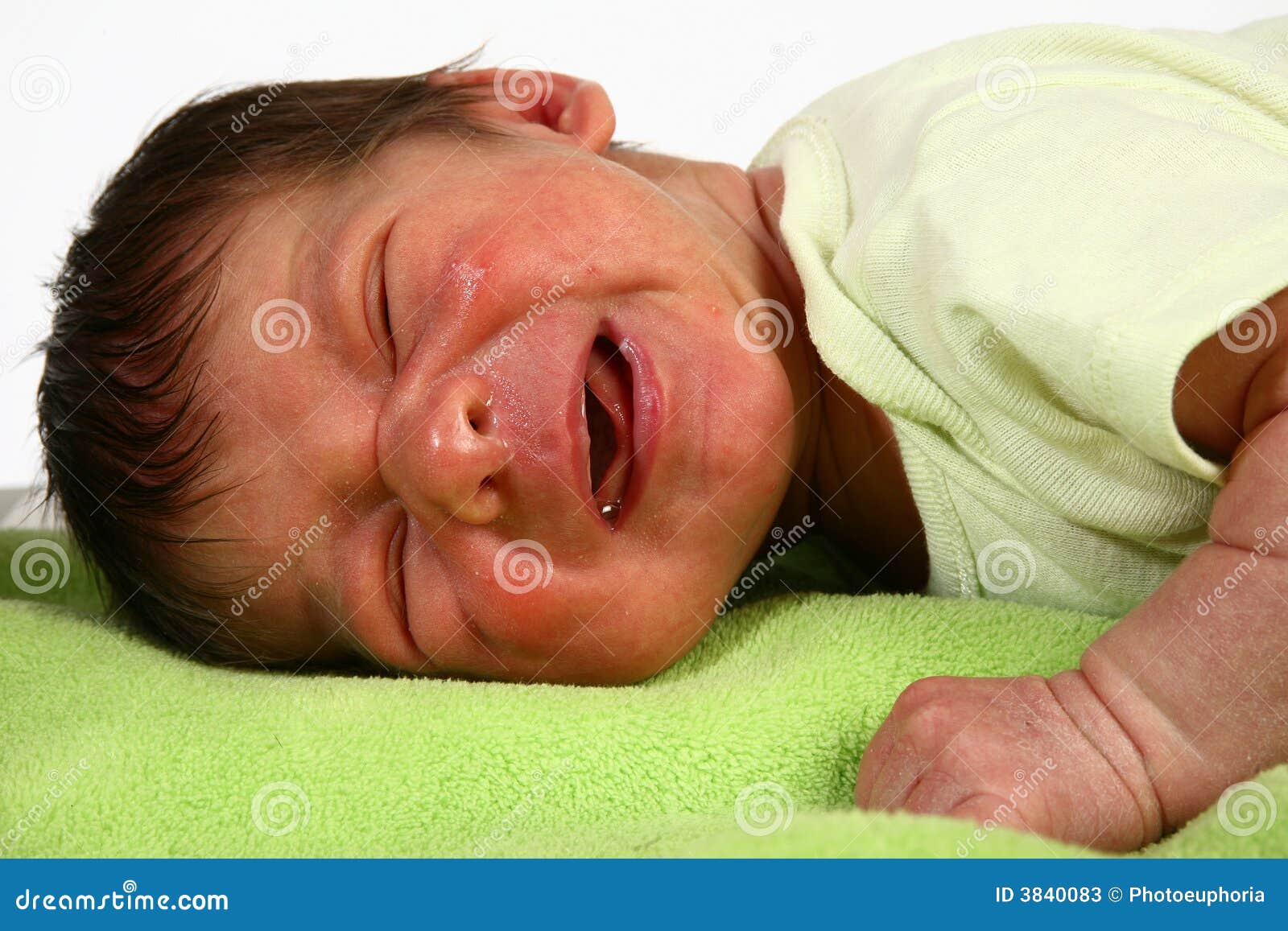 Crying Newborn stock image. Image of flake, grumpy, infant - 3840083