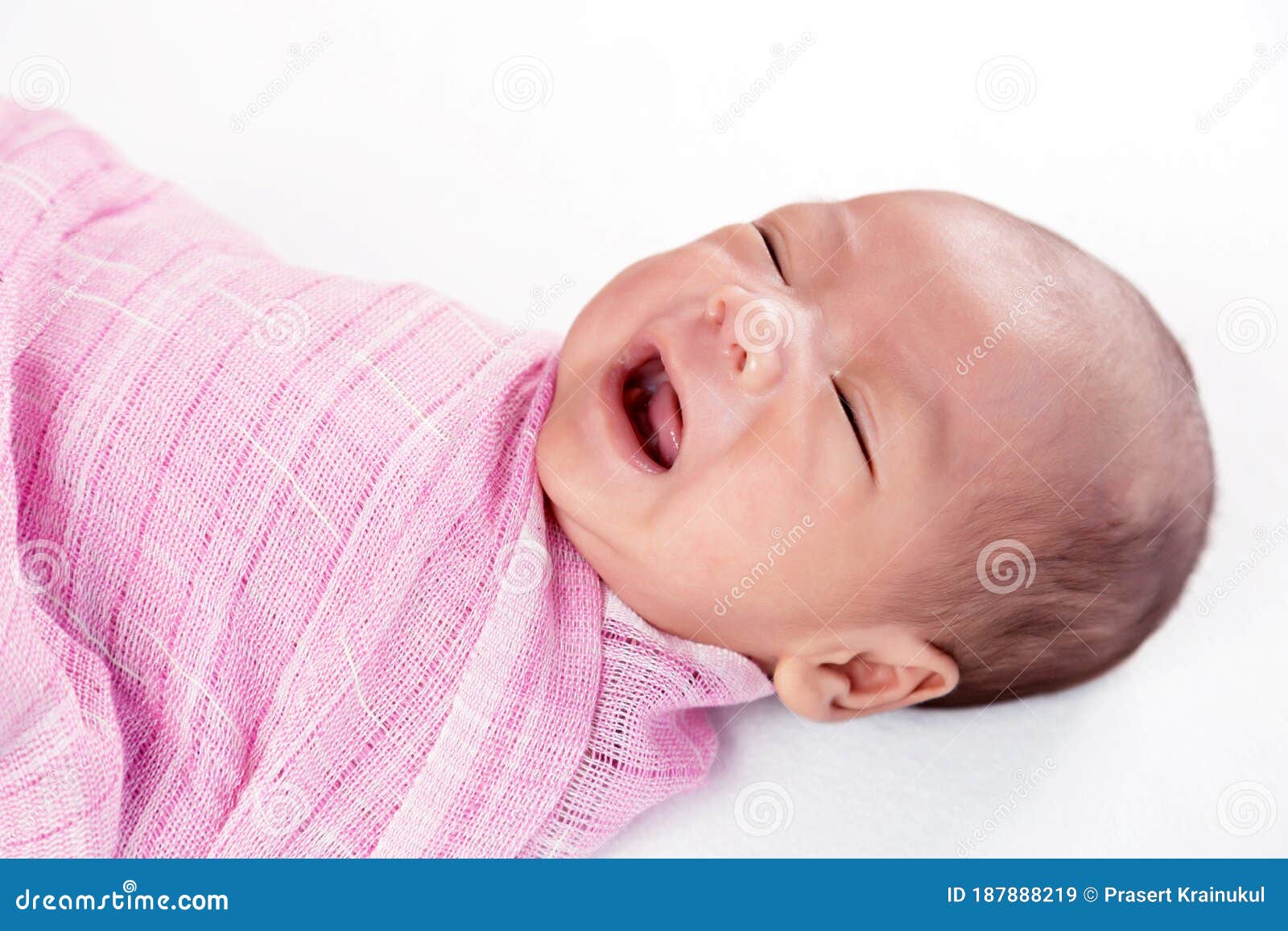 Crying Newborn Baby on Soft Cloth Stock Image - Image of family ...
