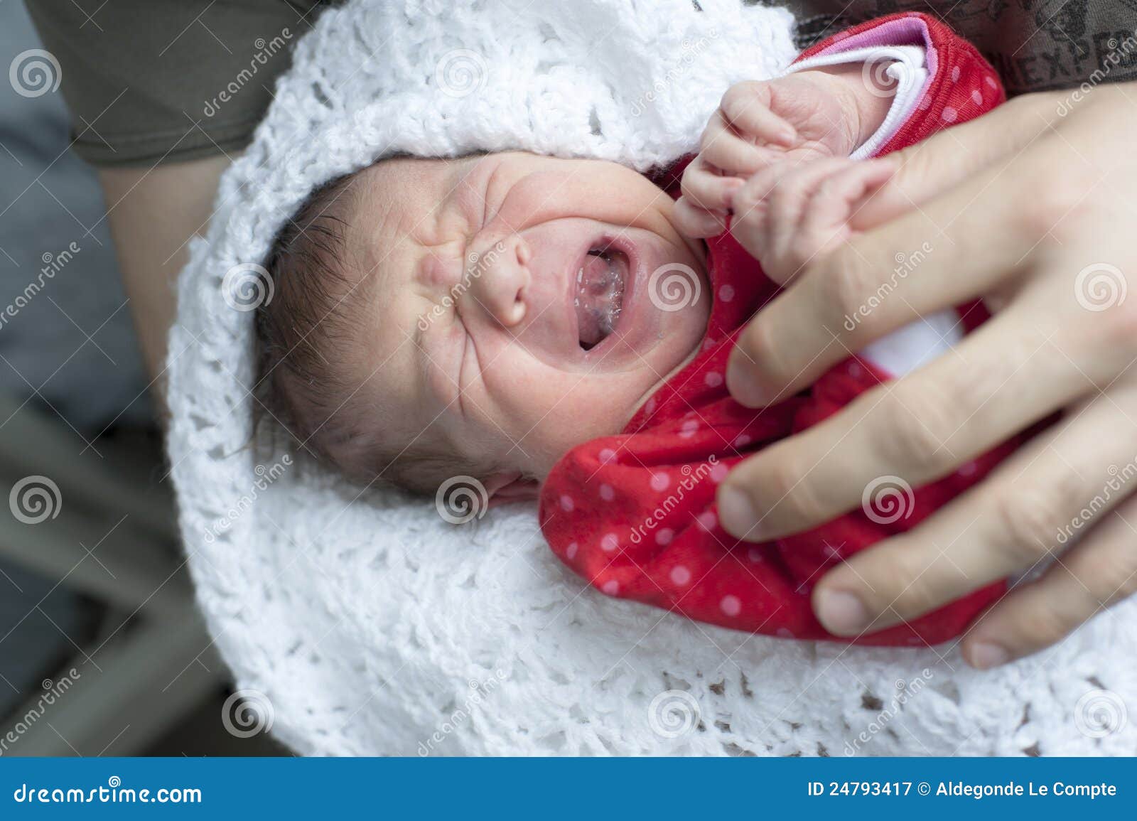 Crying newborn baby stock image. Image of blanket, view - 24793417