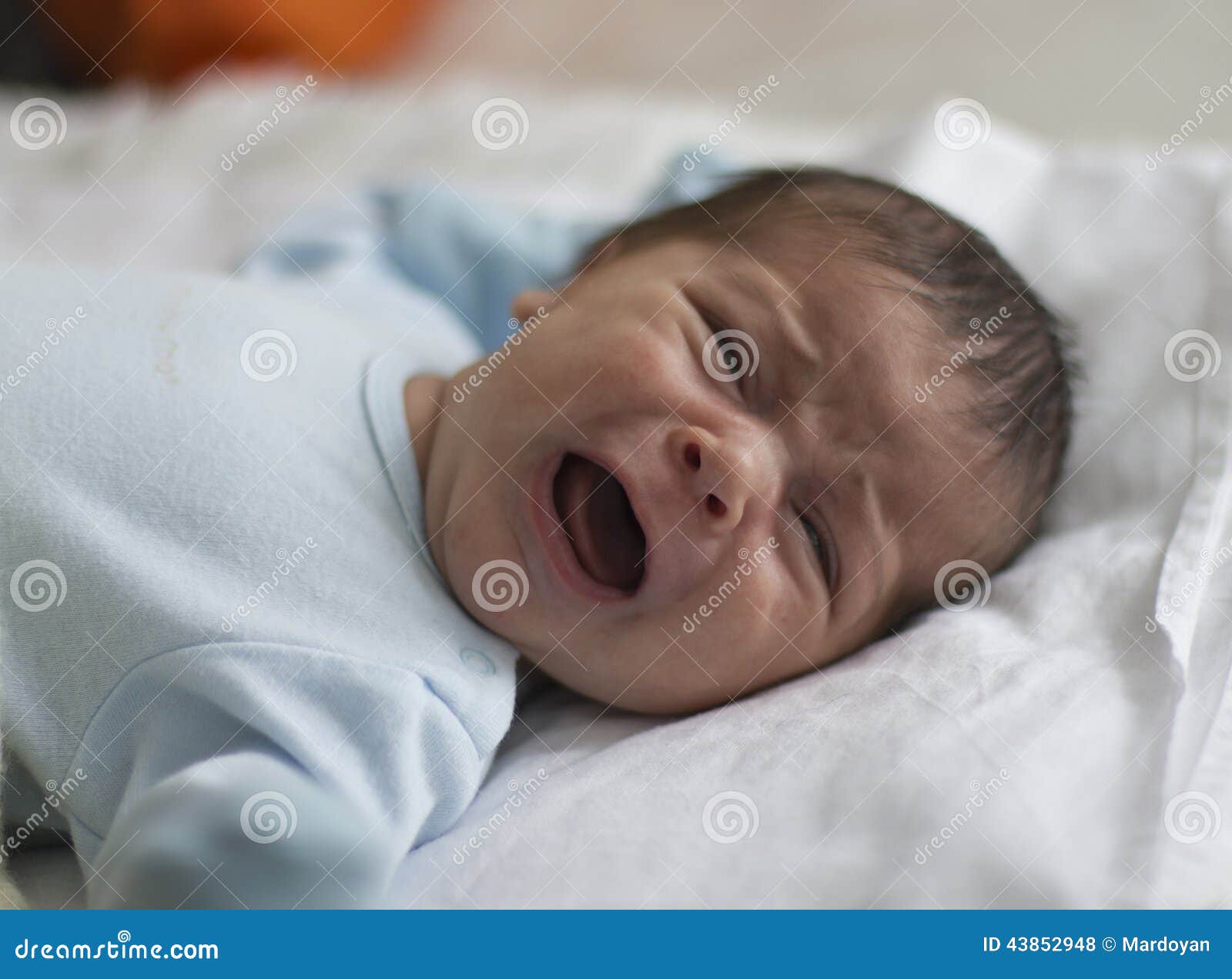 Crying newborn boy stock photo. Image of caucasian, young - 43852948