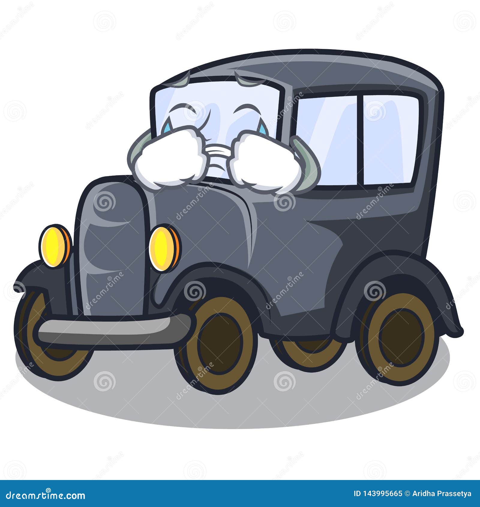 Crying Old Cartoon Car in Side Garage Stock Vector - Illustration of ...