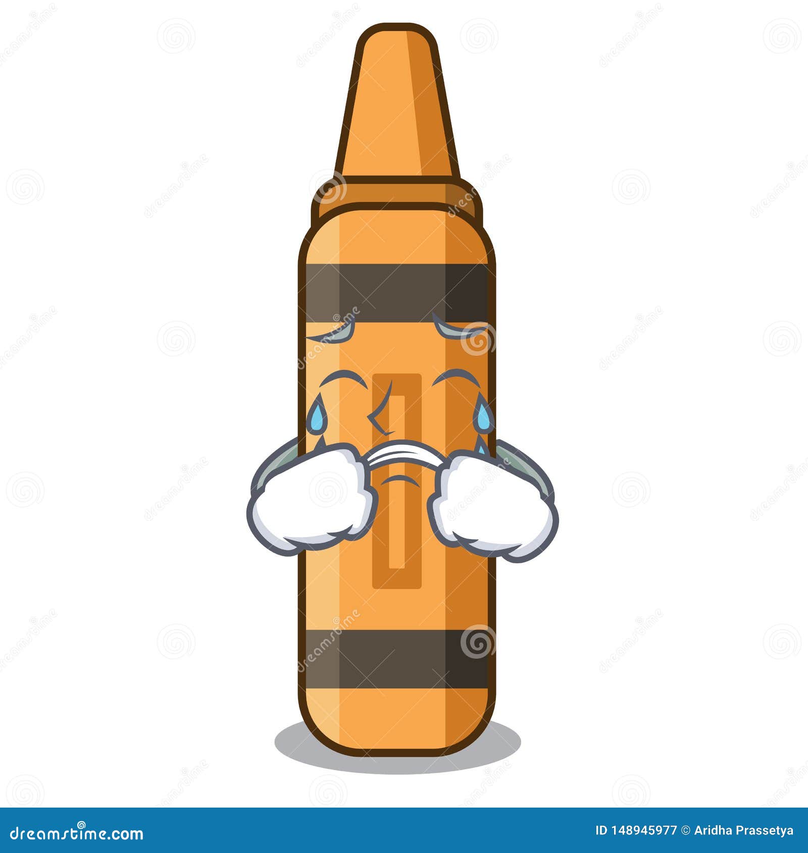 Crying Orange Crayon in the Cartoon Shape Stock Vector - Illustration ...