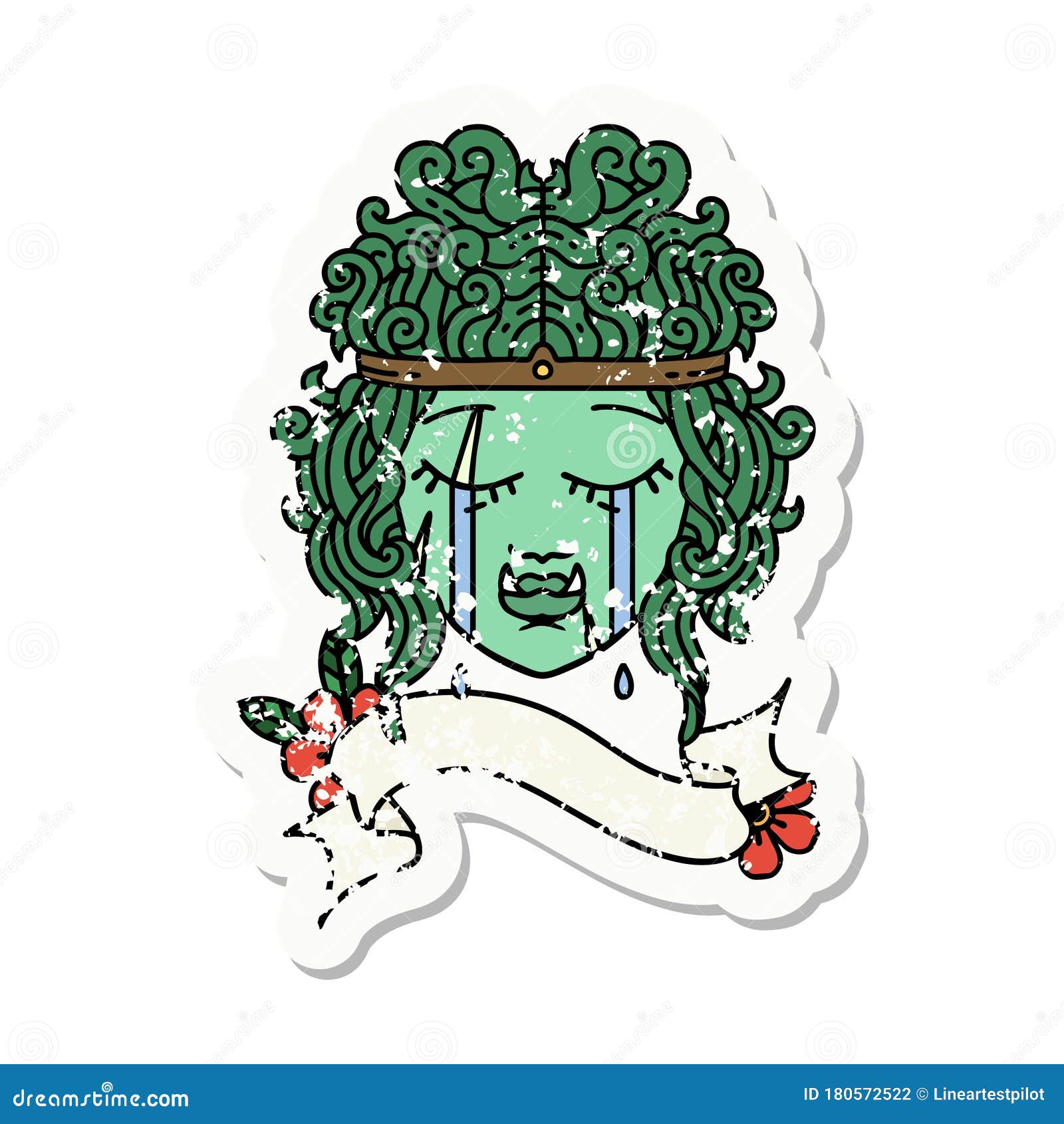 Crying Orc Barbarian Character Face Grunge Sticker Stock Vector ...