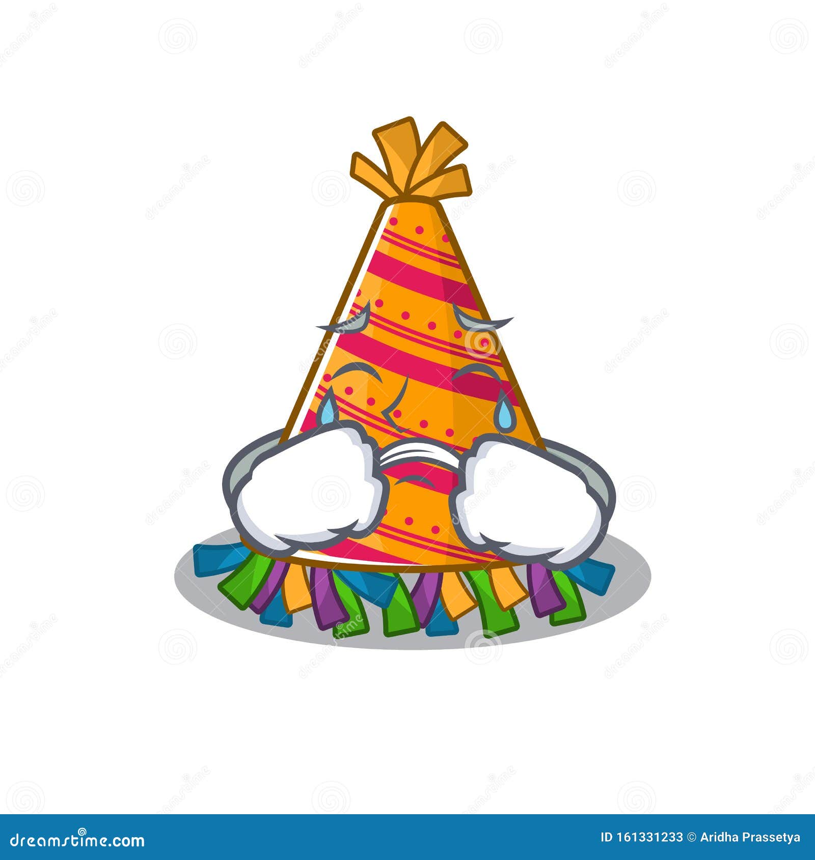 Crying Party Hat Cartoon with Character Shape Stock Vector ...