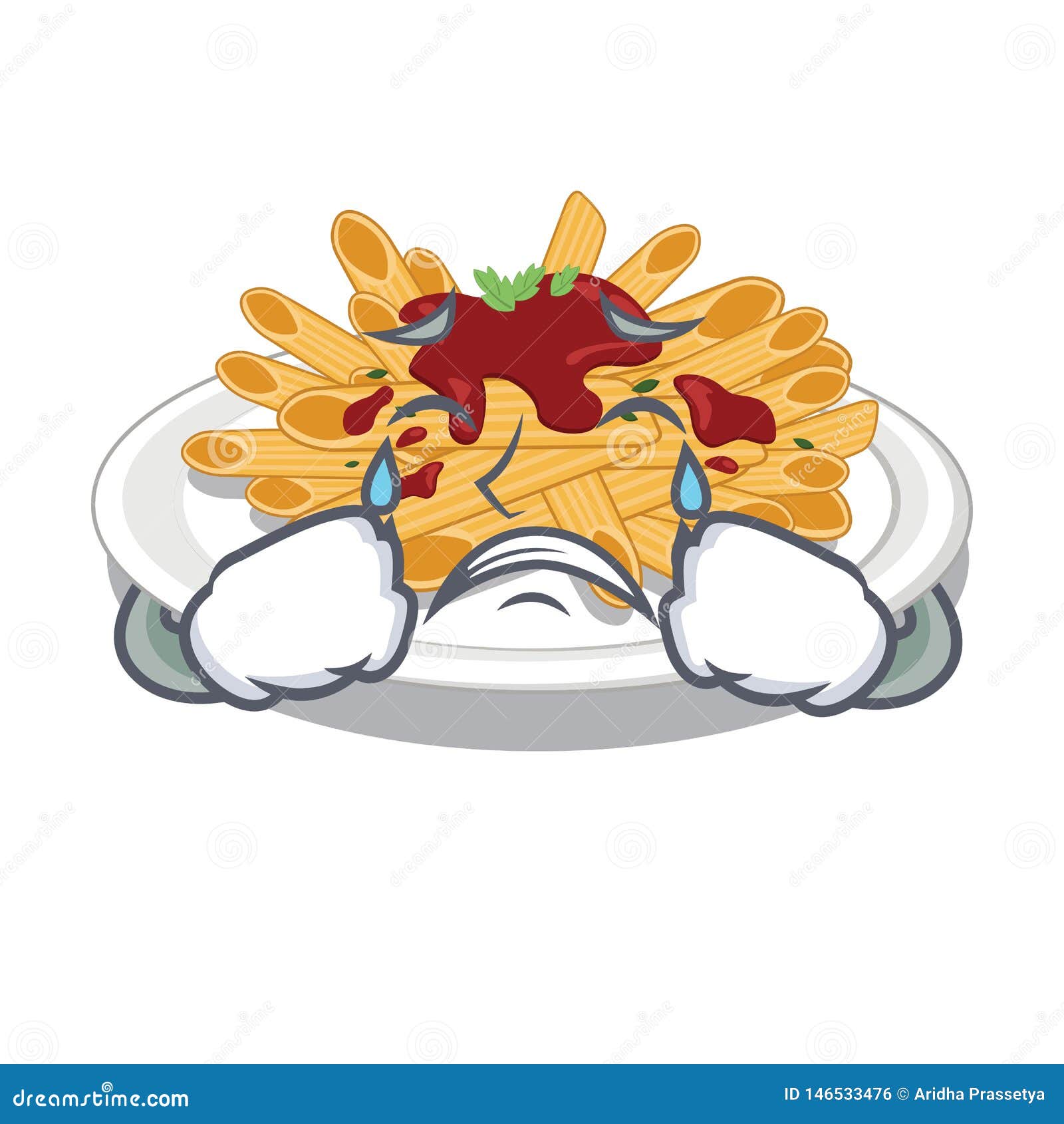 Crying Pasta in the a Mascot Shape Stock Vector - Illustration of ...
