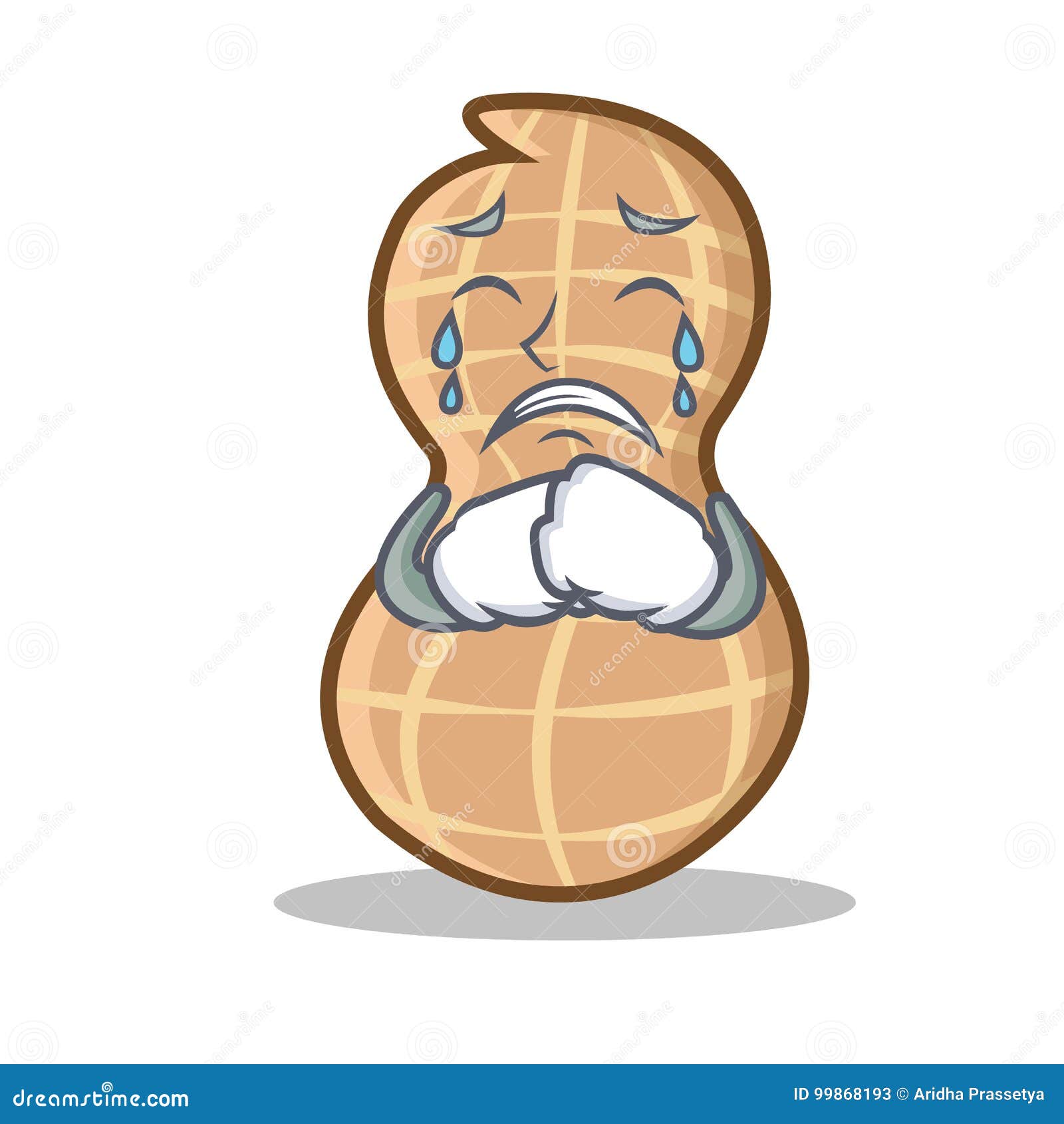 Crying Peanut Character Cartoon Style Stock Vector - Illustration of ...