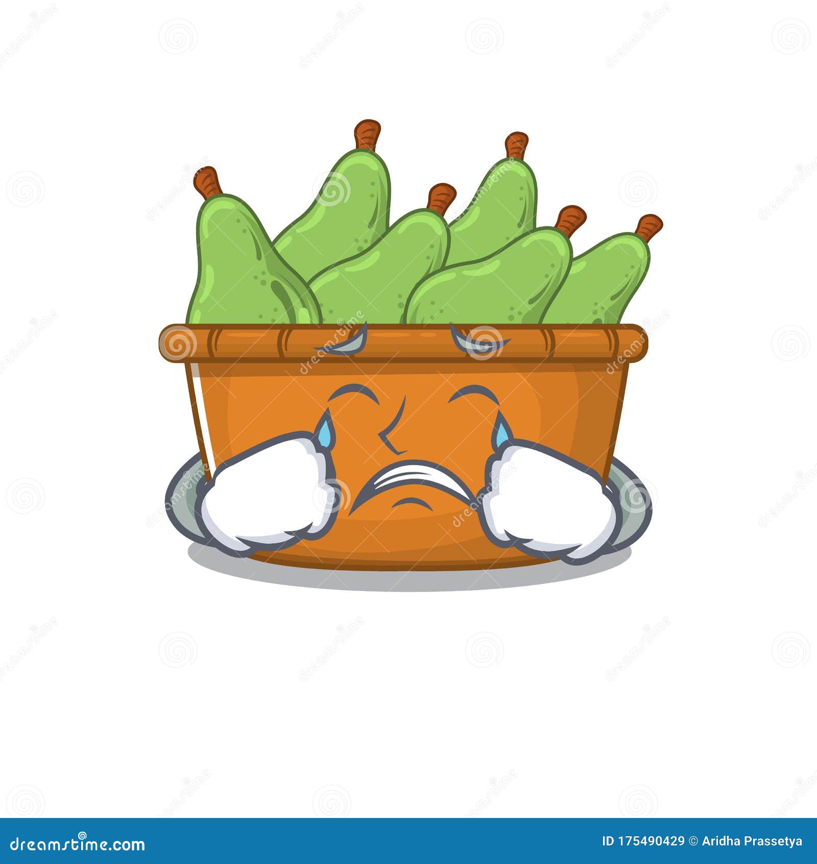 A Crying Pear Fruit Box Cartoon Mascot Design Style Stock Vector ...
