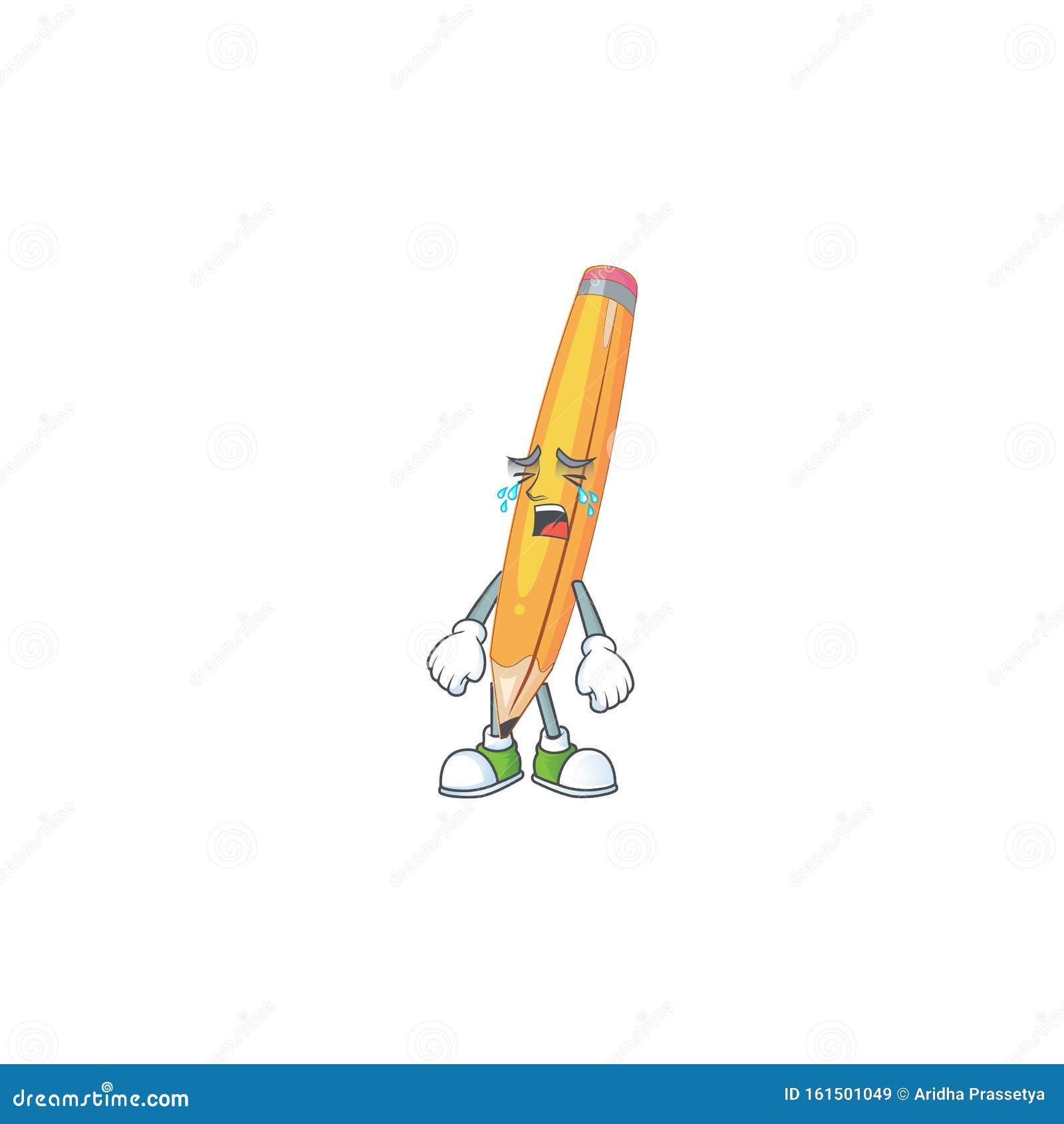 Crying Pencil Stationery for in Elementary School. Stock Vector ...