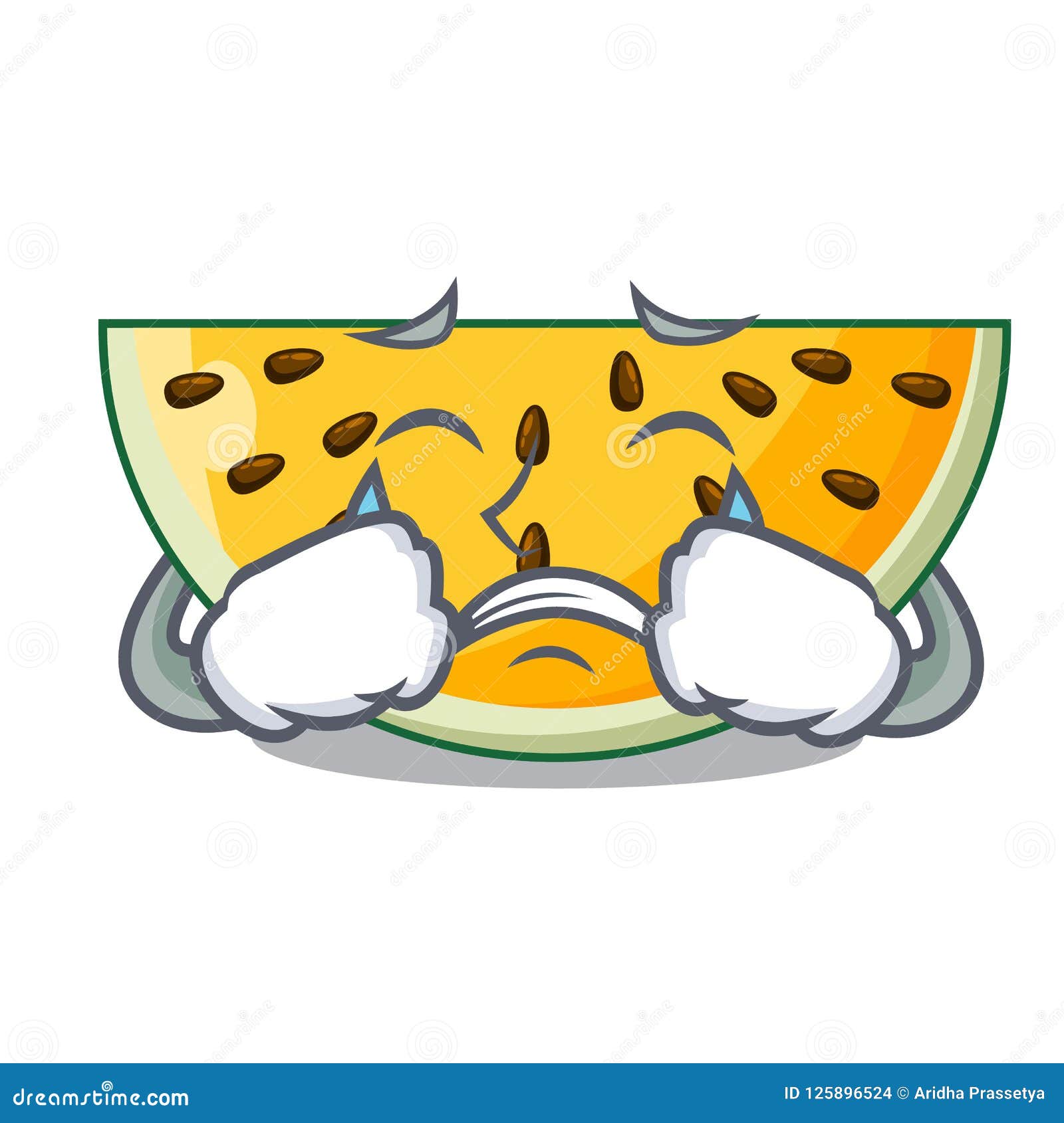 Crying a Piece of a Yellow Watermelon Cartoon Stock Vector ...