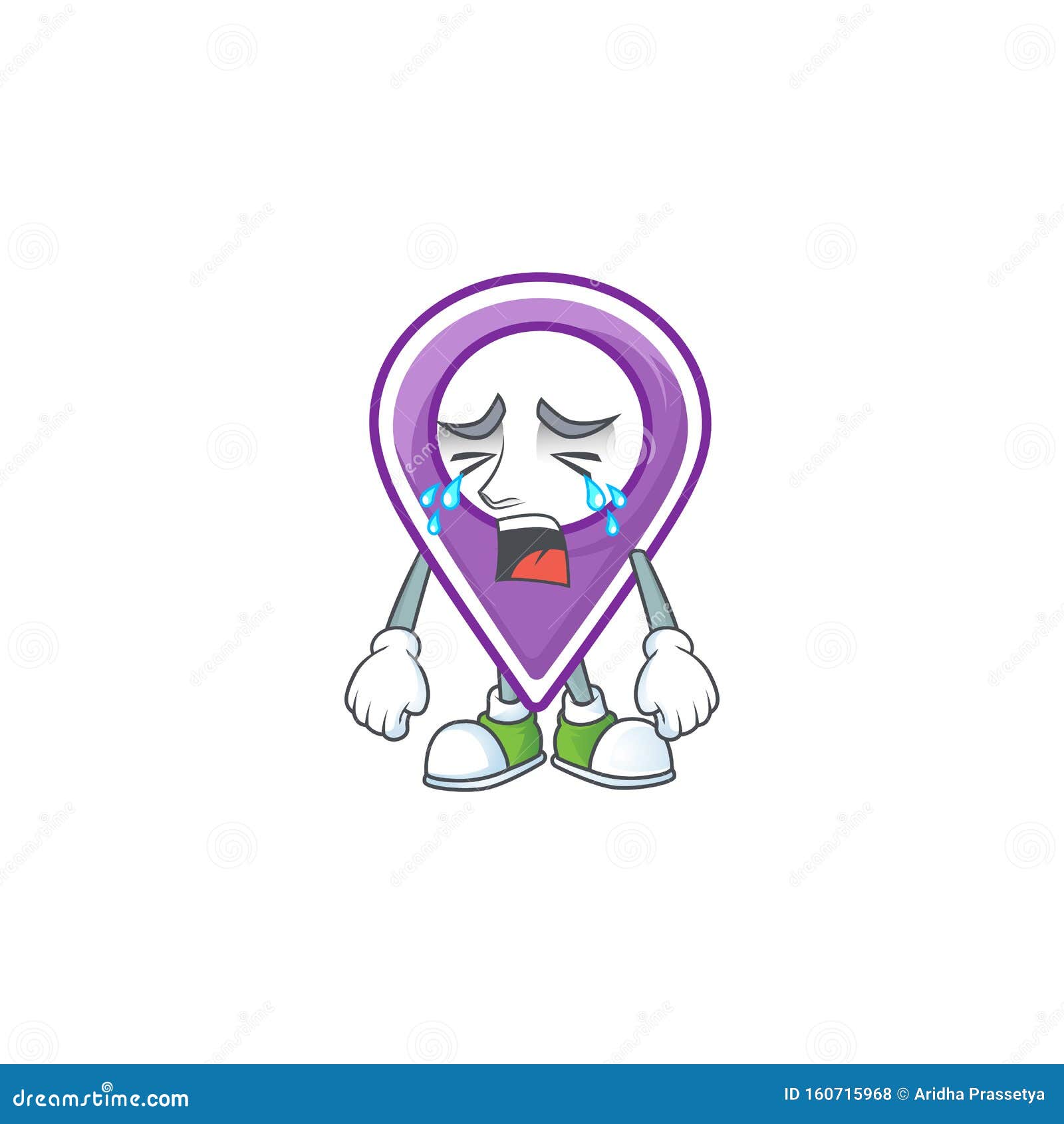 Crying Pin Location Cartoon Character with Mascot Stock Vector ...