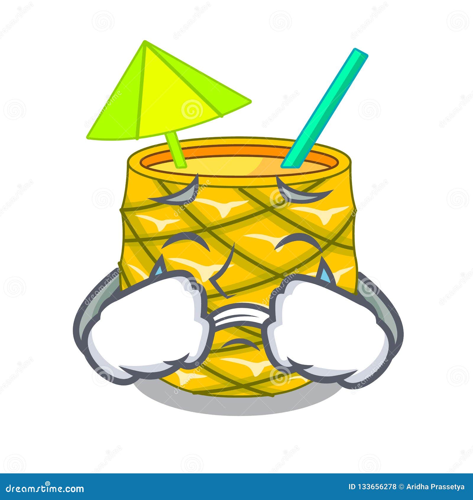 Crying Pineapple Cartoon Character Emote Vector Illustration ...