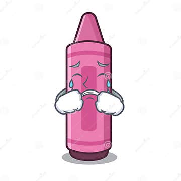 Crying Pink Crayons in the Character Shape Stock Vector - Illustration ...