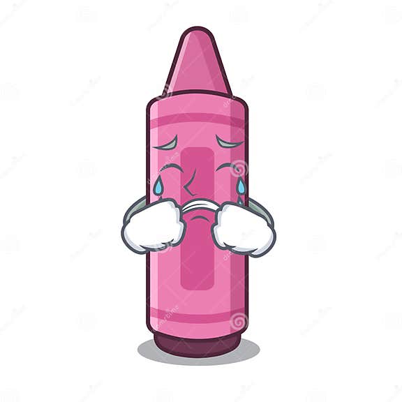 Crying Pink Crayons in the Character Shape Stock Vector - Illustration ...