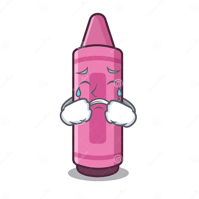 Crying Pink Crayons in the Character Shape Stock Vector - Illustration ...
