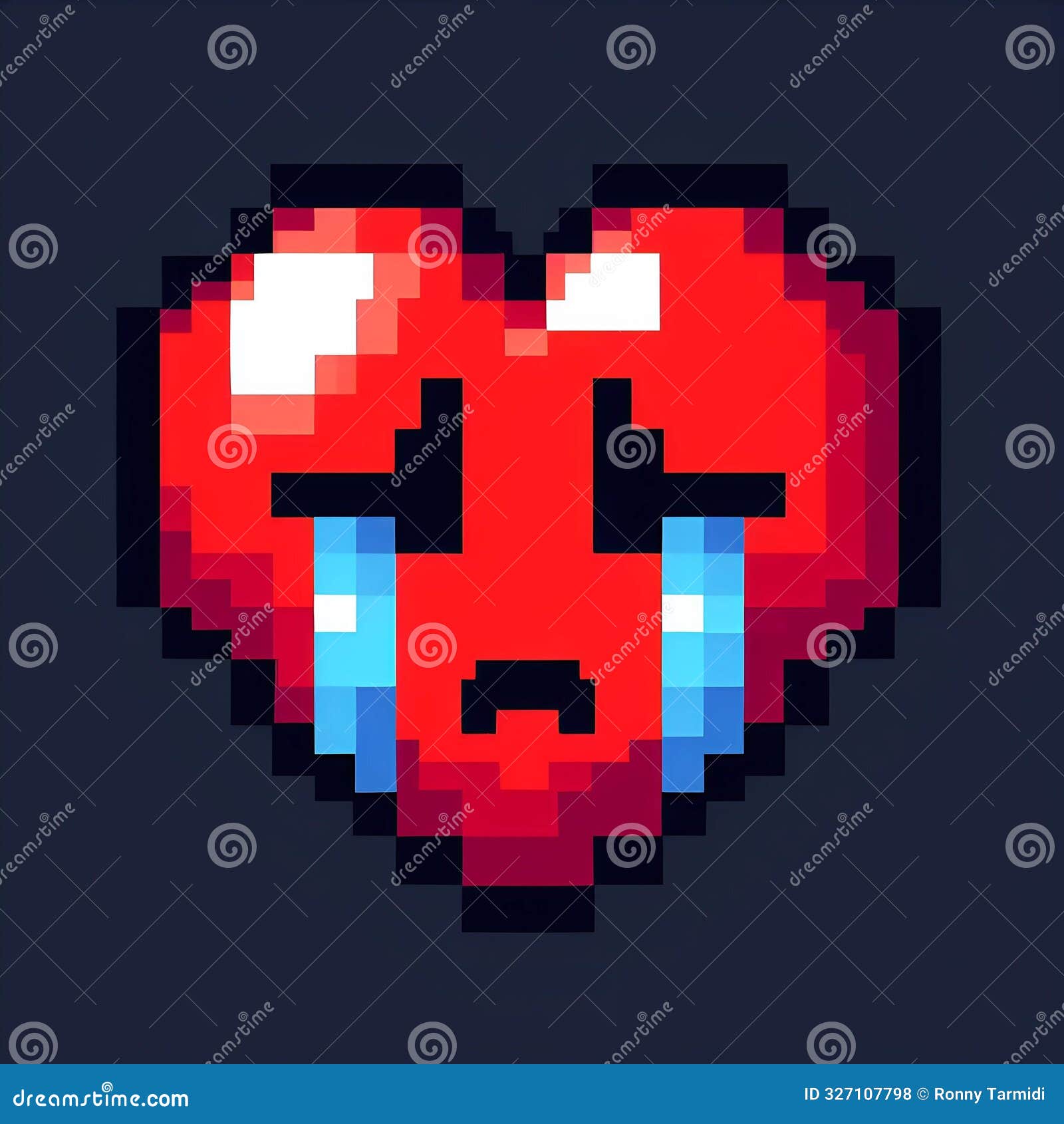 Crying pixel heart symbol stock illustration. Illustration of ...